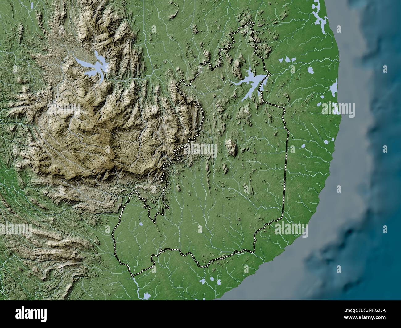 Moneragala, district of Sri Lanka. Elevation map colored in wiki style ...