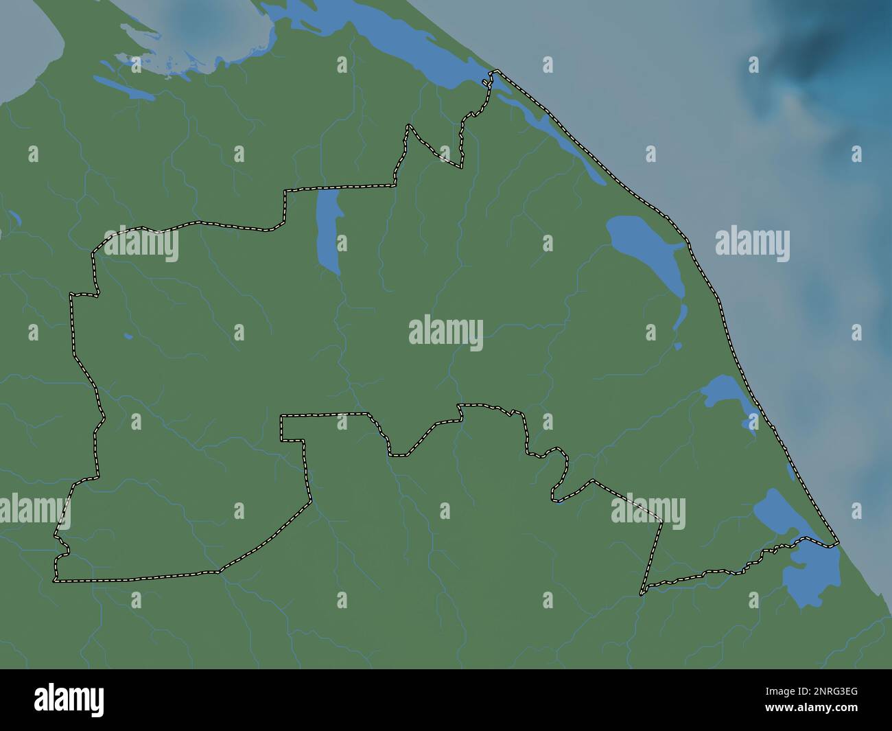 Mullaitivu, district of Sri Lanka. Colored elevation map with lakes and ...