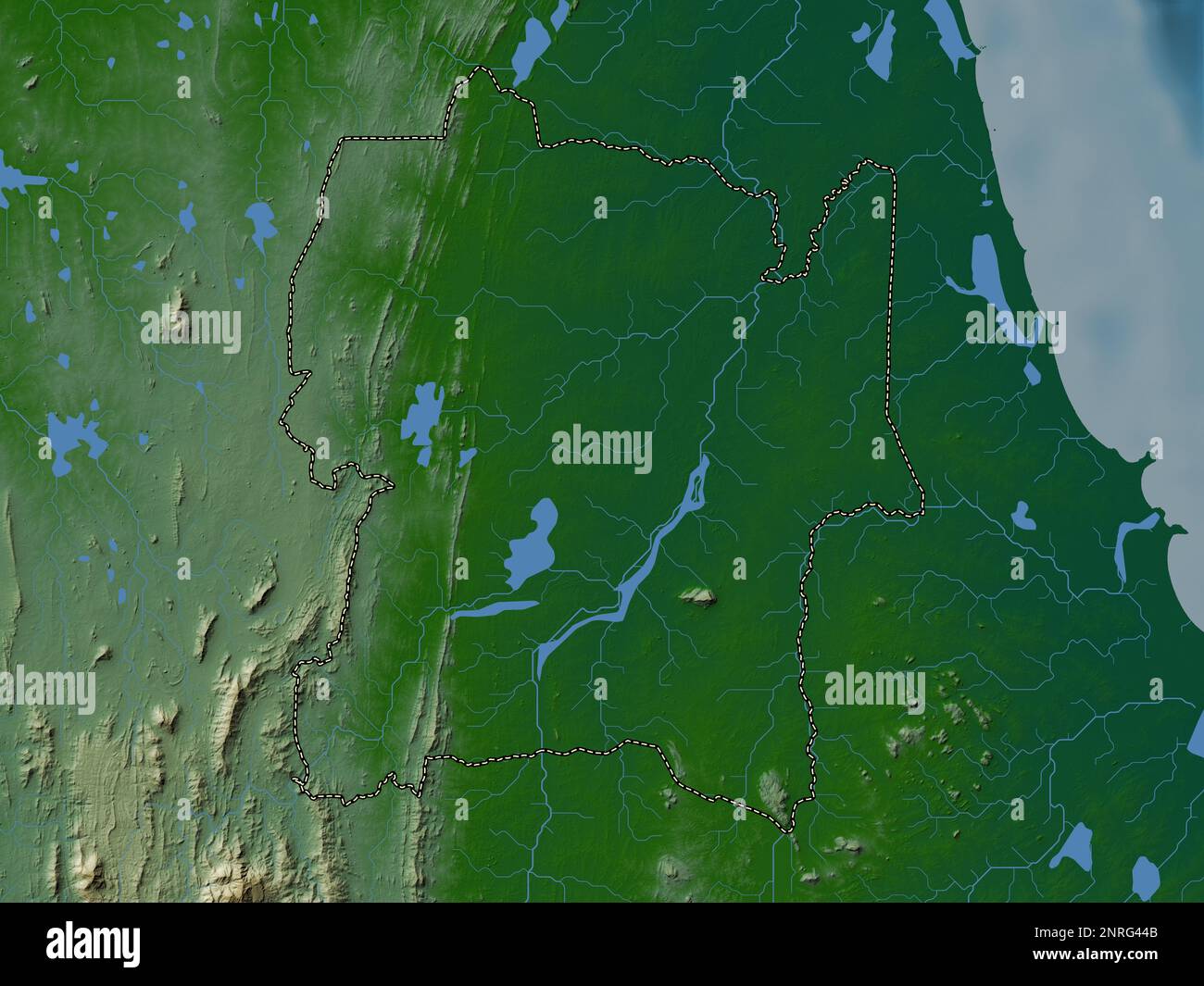 Polonnaruwa, district of Sri Lanka. Colored elevation map with lakes ...