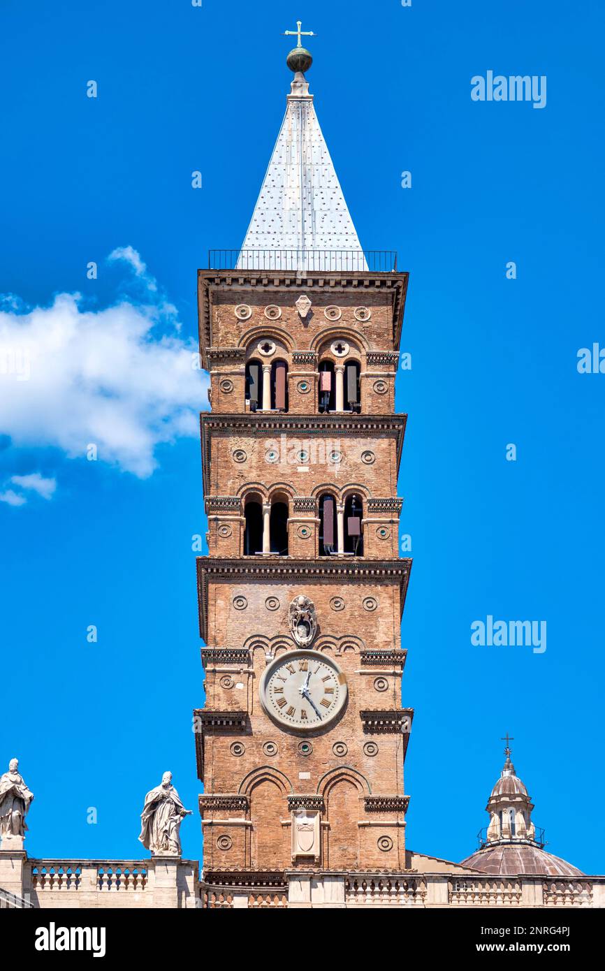 Bell tower of the Basilica of Santa Maria Maggiore, Rome, Italy Stock ...