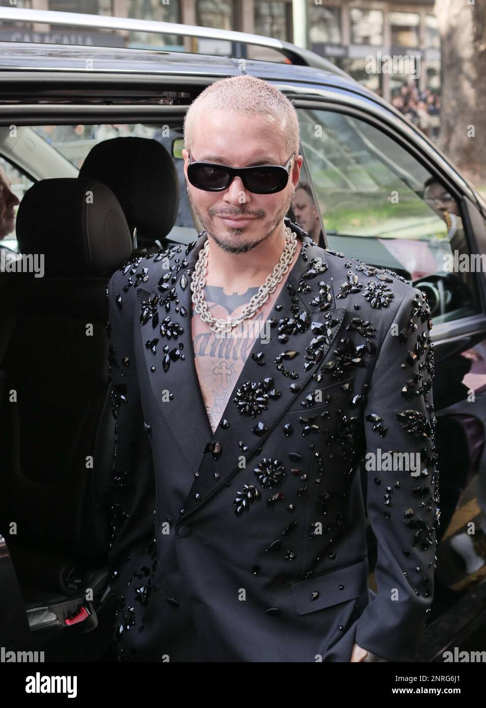 Rapper José Álvaro Osorio Balvin posing for photographers after Dolce ...