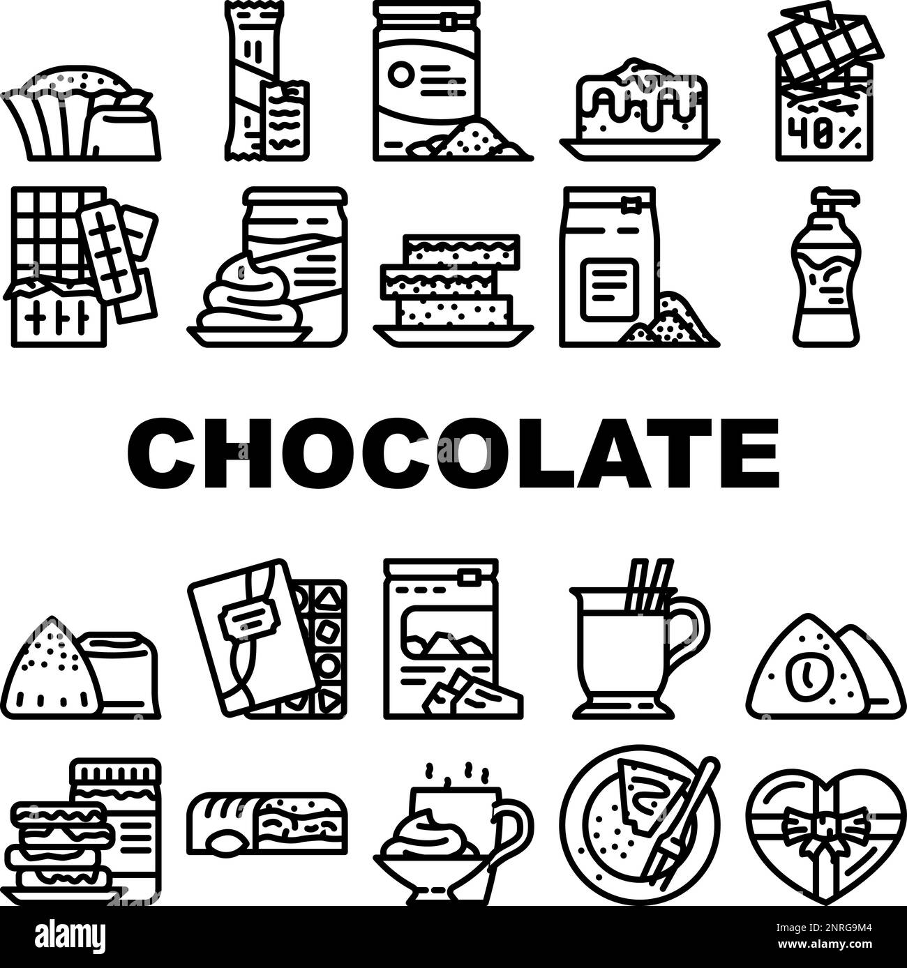 chocolate candy food dessert icons set vector Stock Vector Image & Art ...