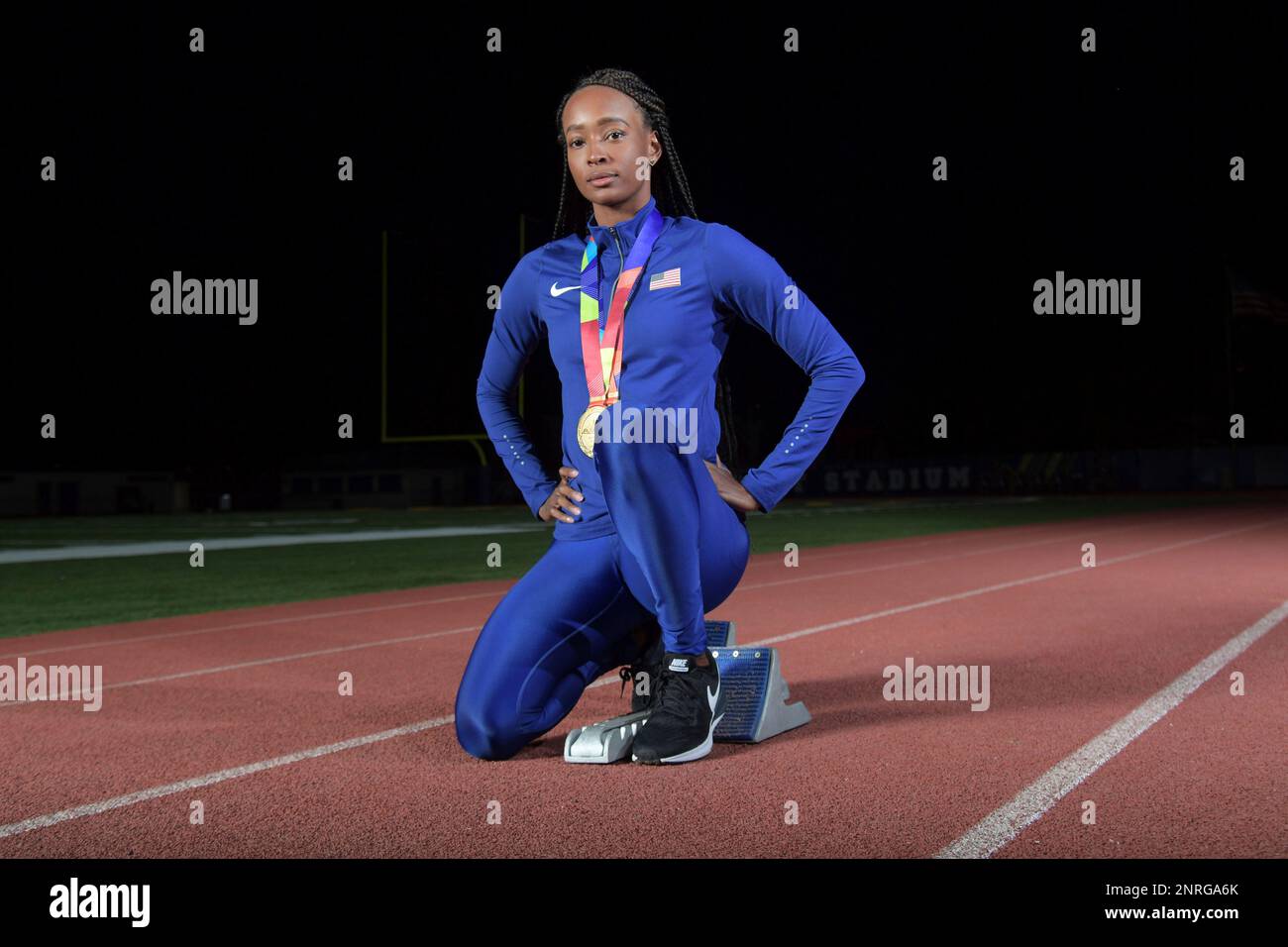 Dalilah Muhammad (USA) poses with 2019 IAAF World Athletics ...