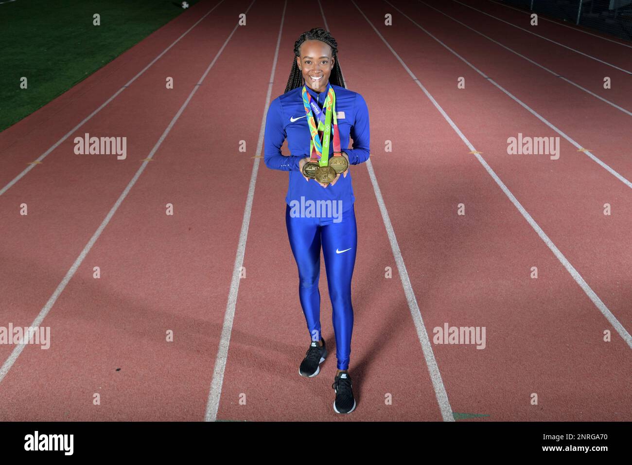 Dalilah Muhammad (USA) poses with 2019 IAAF World Athletics ...