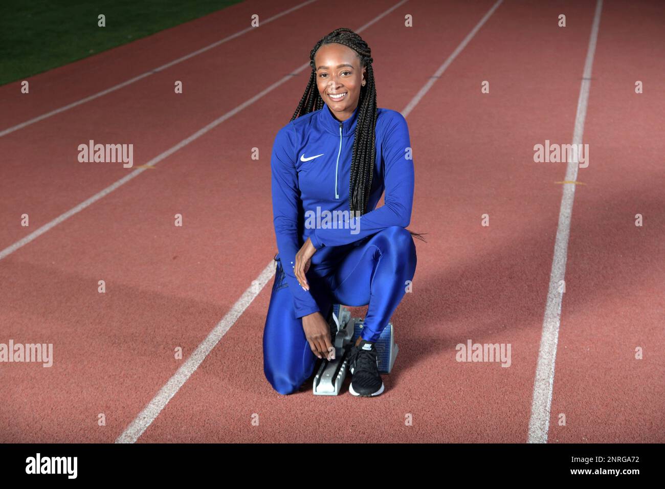 Dalilah Muhammad (USA) poses, Monday, Dec. 16, 2019, in Lake Balboa ...