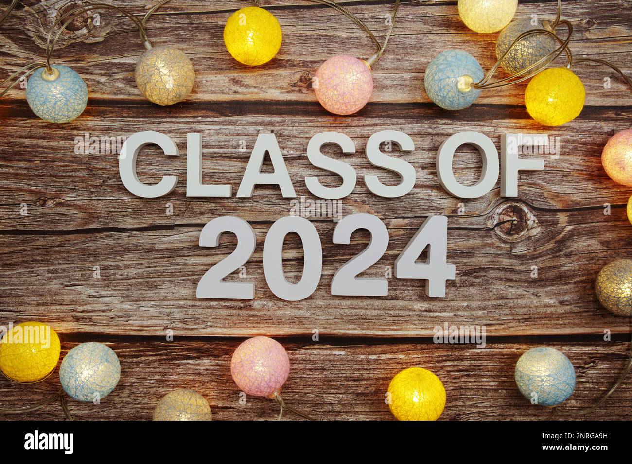 Class of 2024 alphabet letters with LED cotton balls decoration on ...