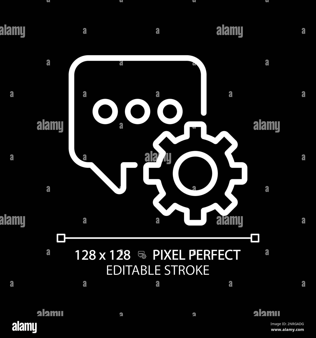 Message settings pixel perfect white linear icon for dark theme Stock Vector Image & Art - Alamy