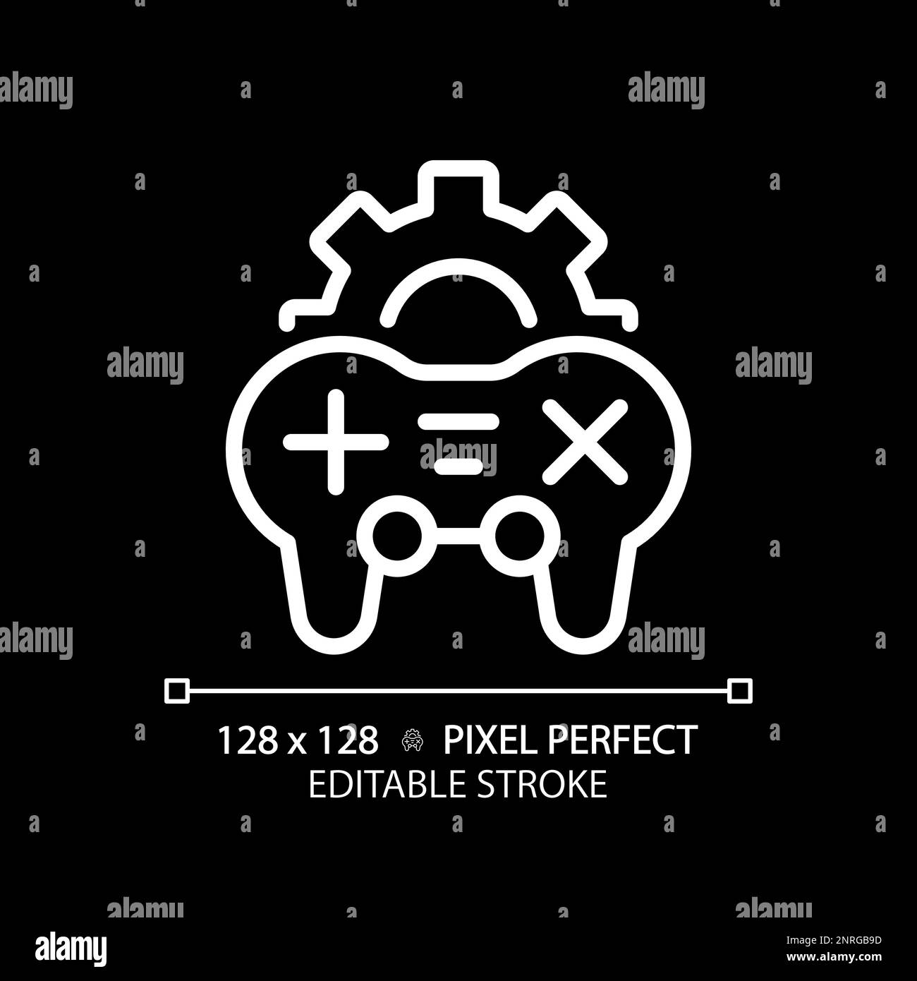 Game settings pixel perfect white linear icon for dark theme Stock ... Game settings pixel perfect white linear icon for dark theme Stock ...