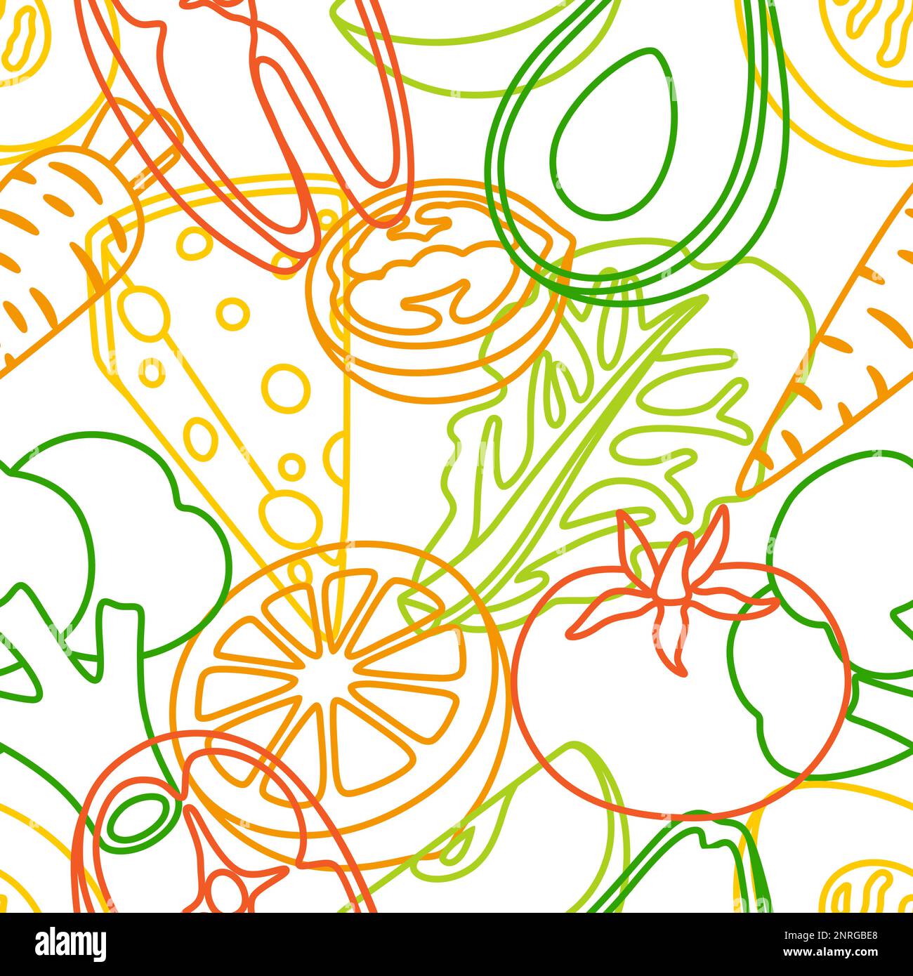 Seamless pattern with healthy eating and diet meal. Fruits, vegetables ...