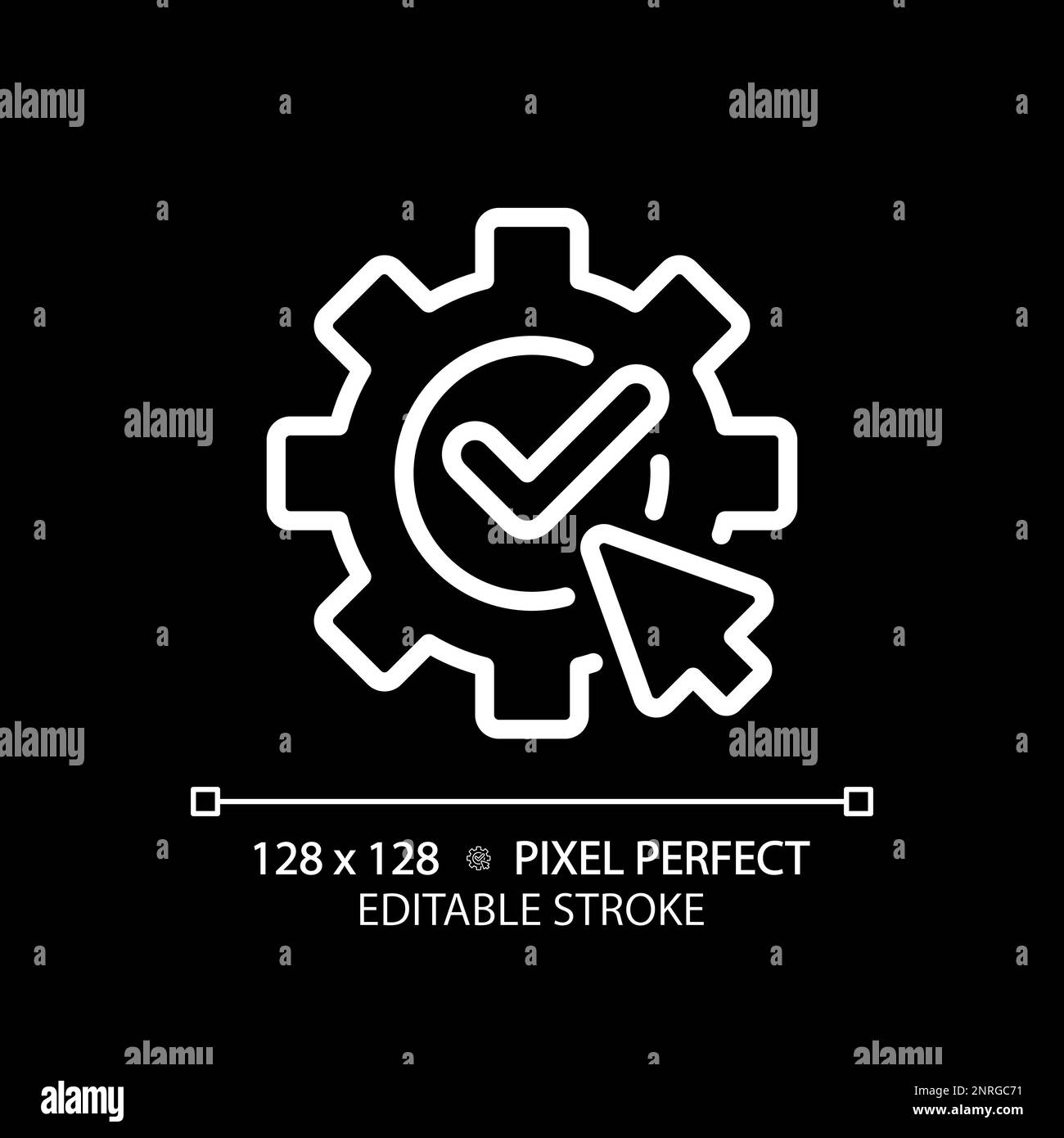 Apply settings pixel perfect white linear icon for dark theme Stock Vector Image & Art - Alamy