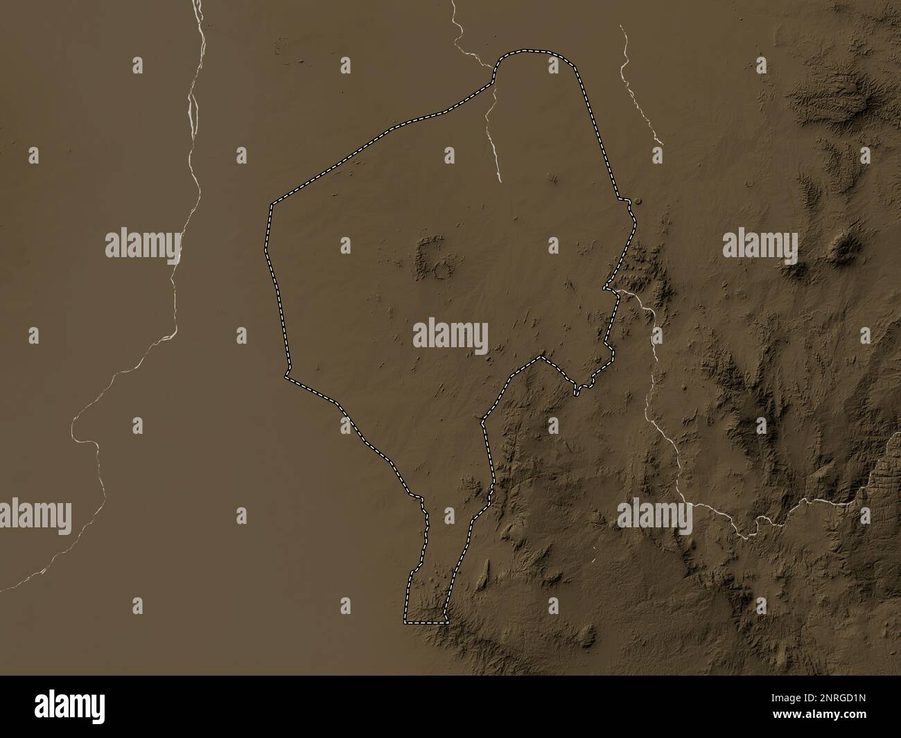 Blue Nile, state of Sudan. Elevation map colored in sepia tones with ...