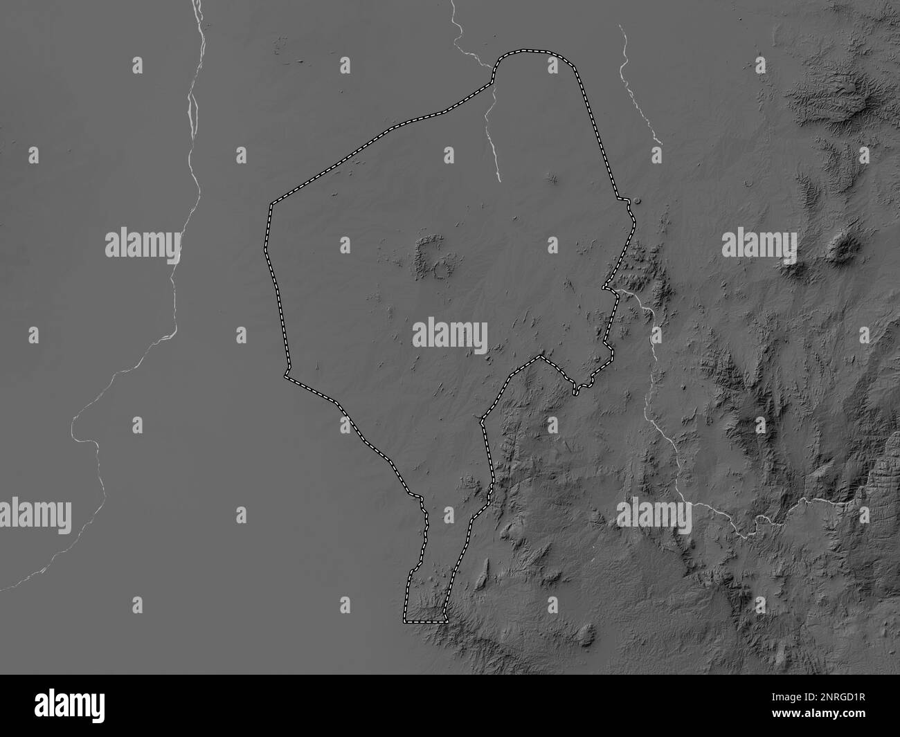 Blue Nile, state of Sudan. Grayscale elevation map with lakes and ...