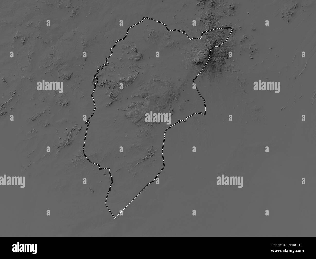 Central Darfur, state of Sudan. Grayscale elevation map with lakes and ...