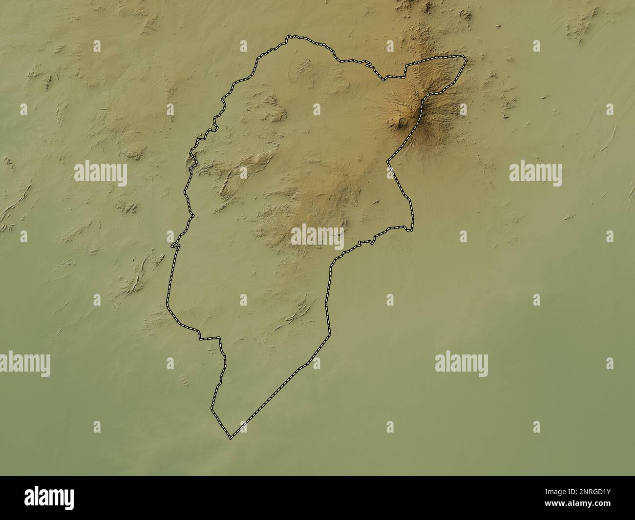 Central Darfur, state of Sudan. Colored elevation map with lakes and ...