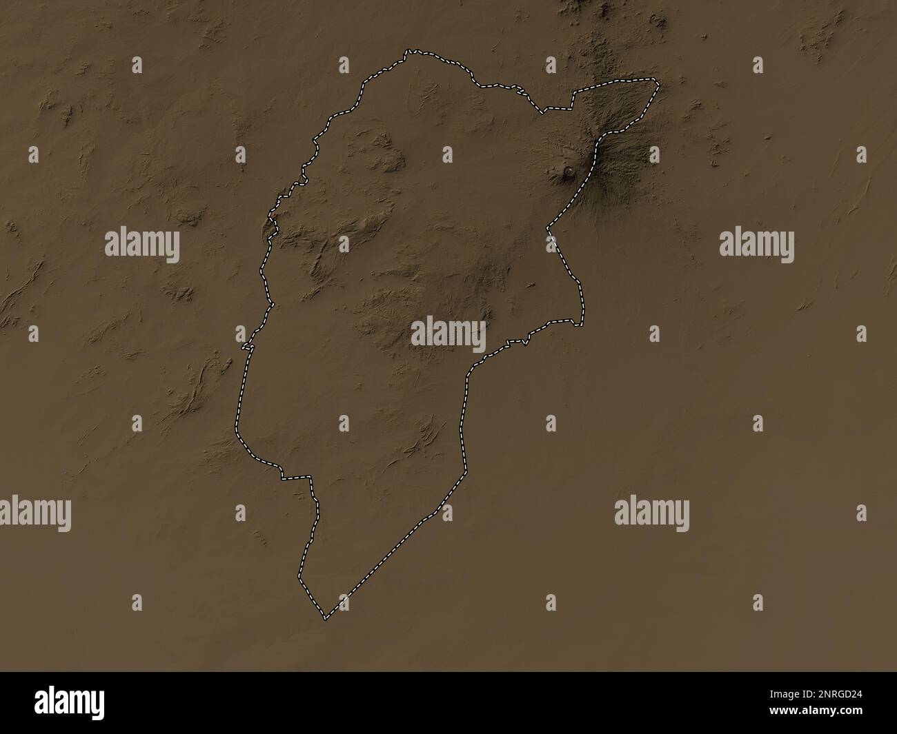 Central Darfur, state of Sudan. Elevation map colored in sepia tones ...