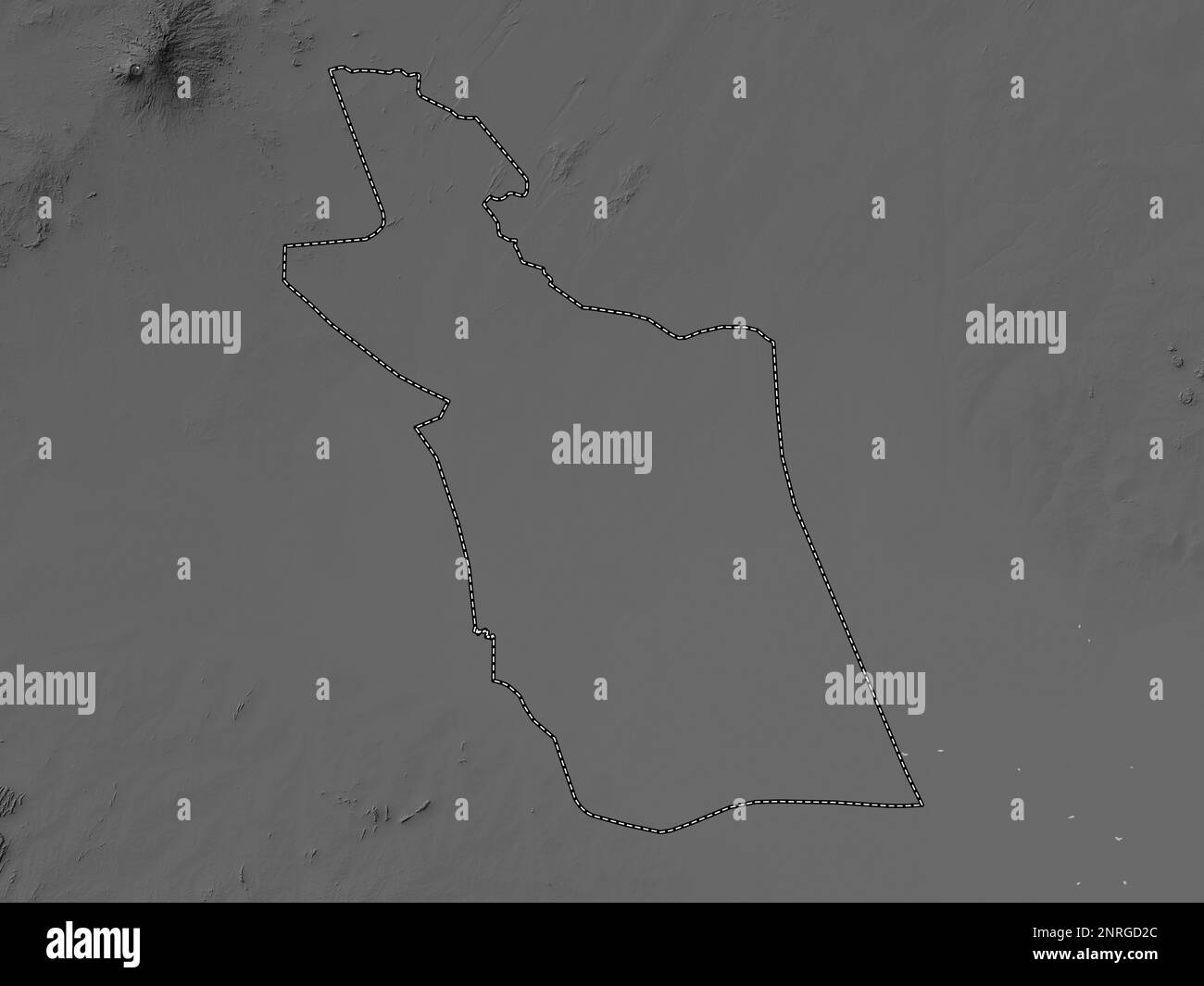 East Darfur, state of Sudan. Grayscale elevation map with lakes and ...