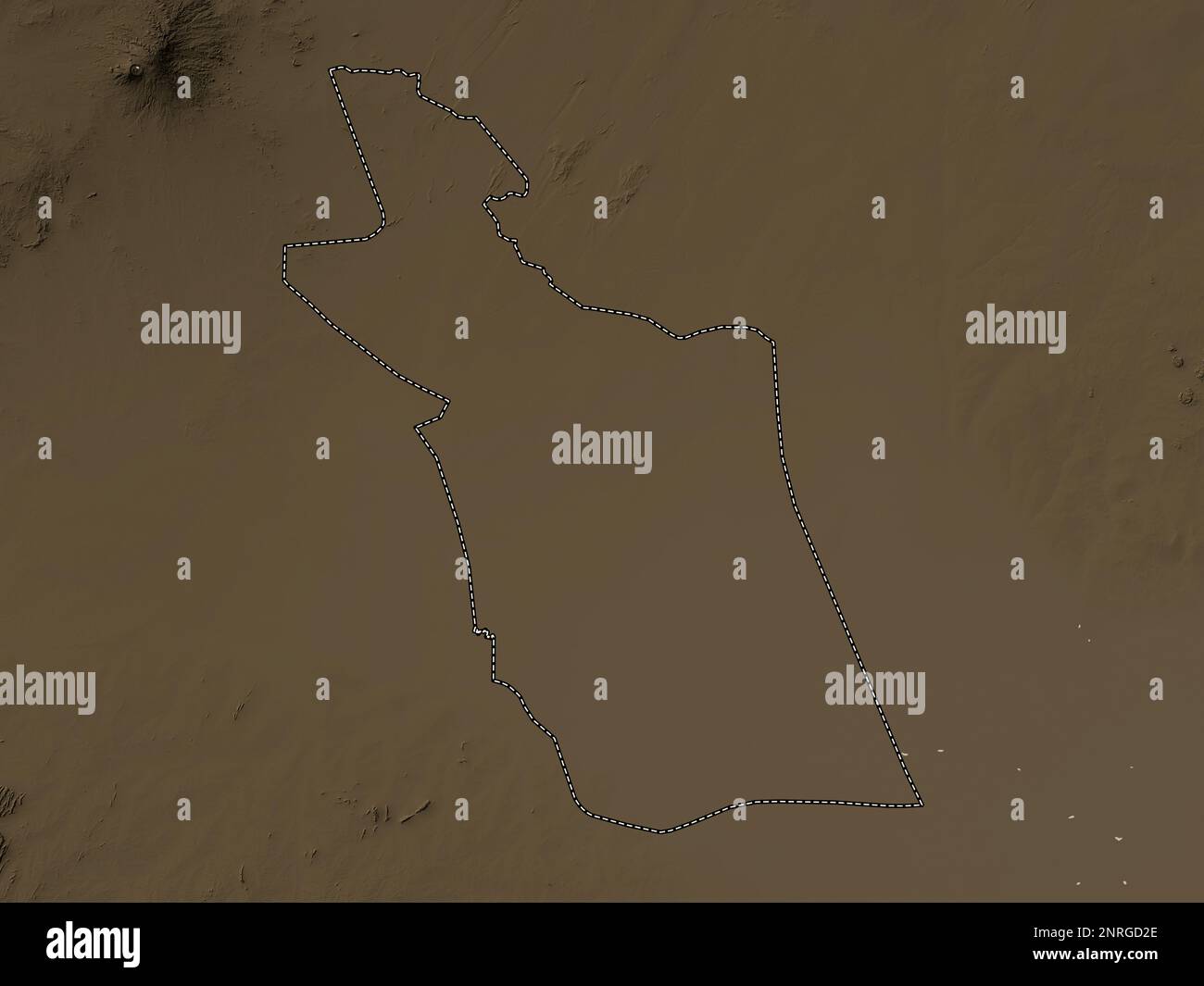 East Darfur, state of Sudan. Elevation map colored in sepia tones with ...