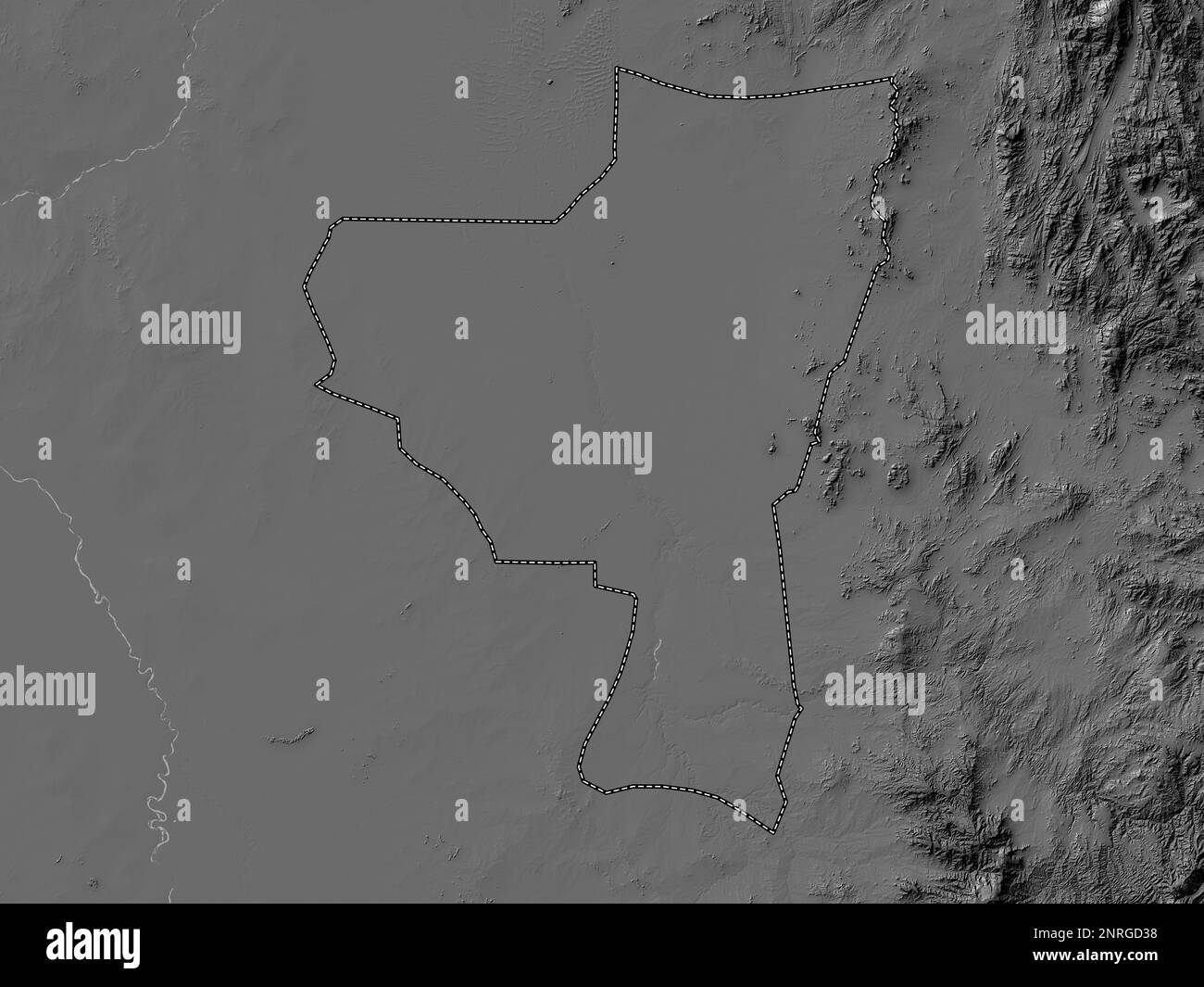 Kassala, state of Sudan. Bilevel elevation map with lakes and rivers ...