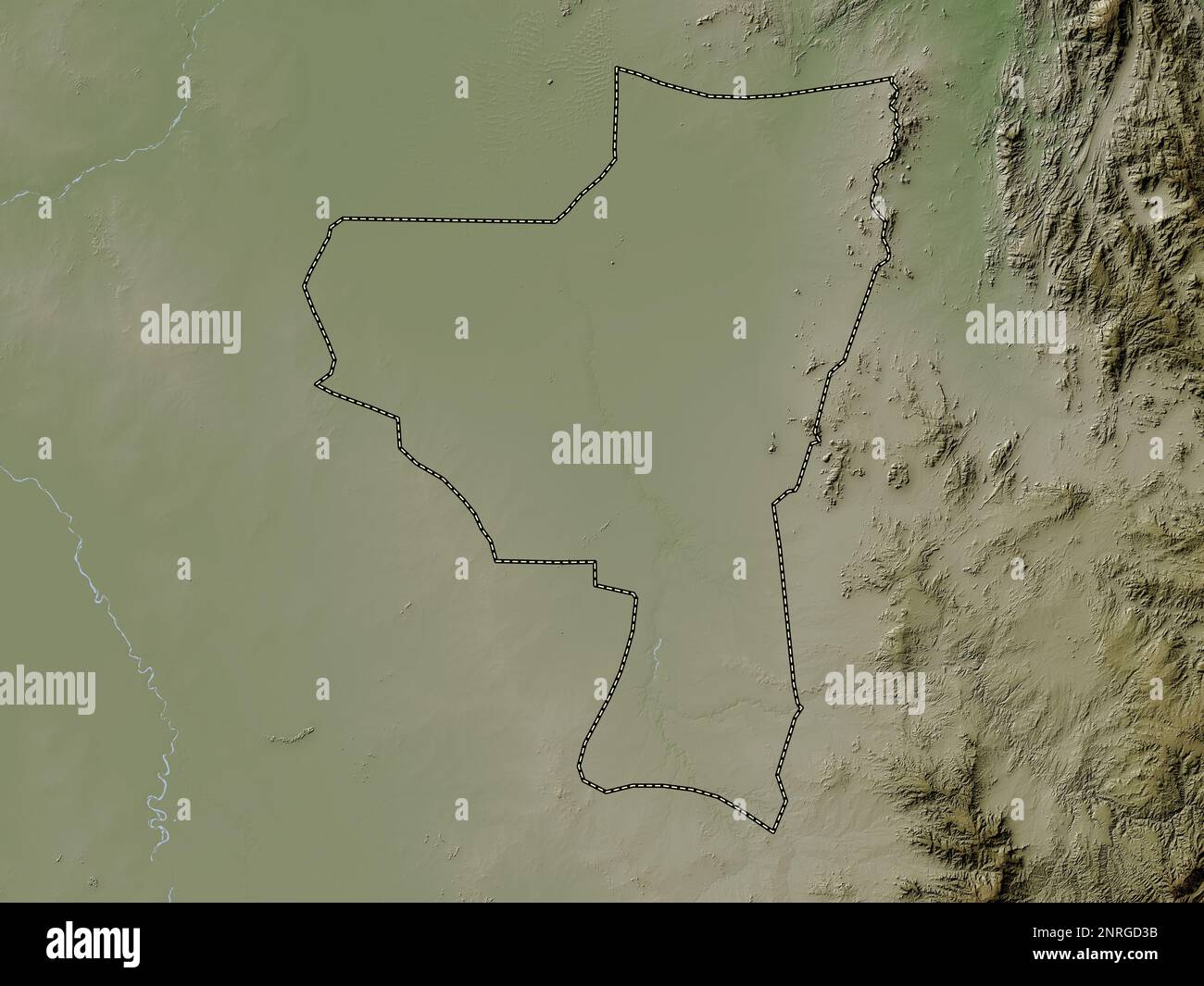 Kassala, state of Sudan. Elevation map colored in wiki style with lakes ...