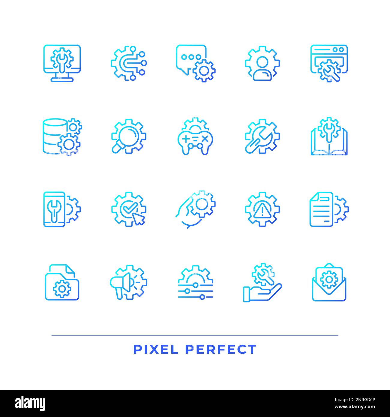 Setup And Settings Pixel Perfect Gradient Linear Vector Icons Set Stock Vector Image And Art Alamy