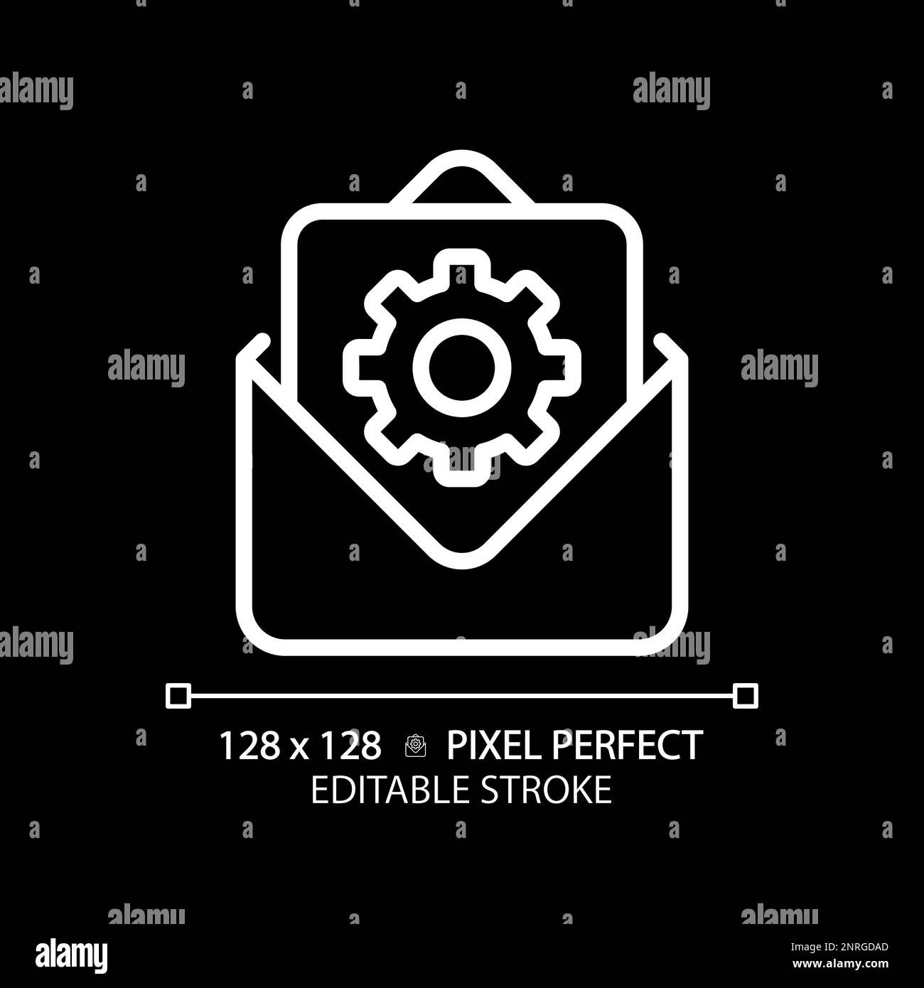 Email settings pixel perfect white linear icon for dark theme Stock ... Email settings pixel perfect white linear icon for dark theme Stock ...
