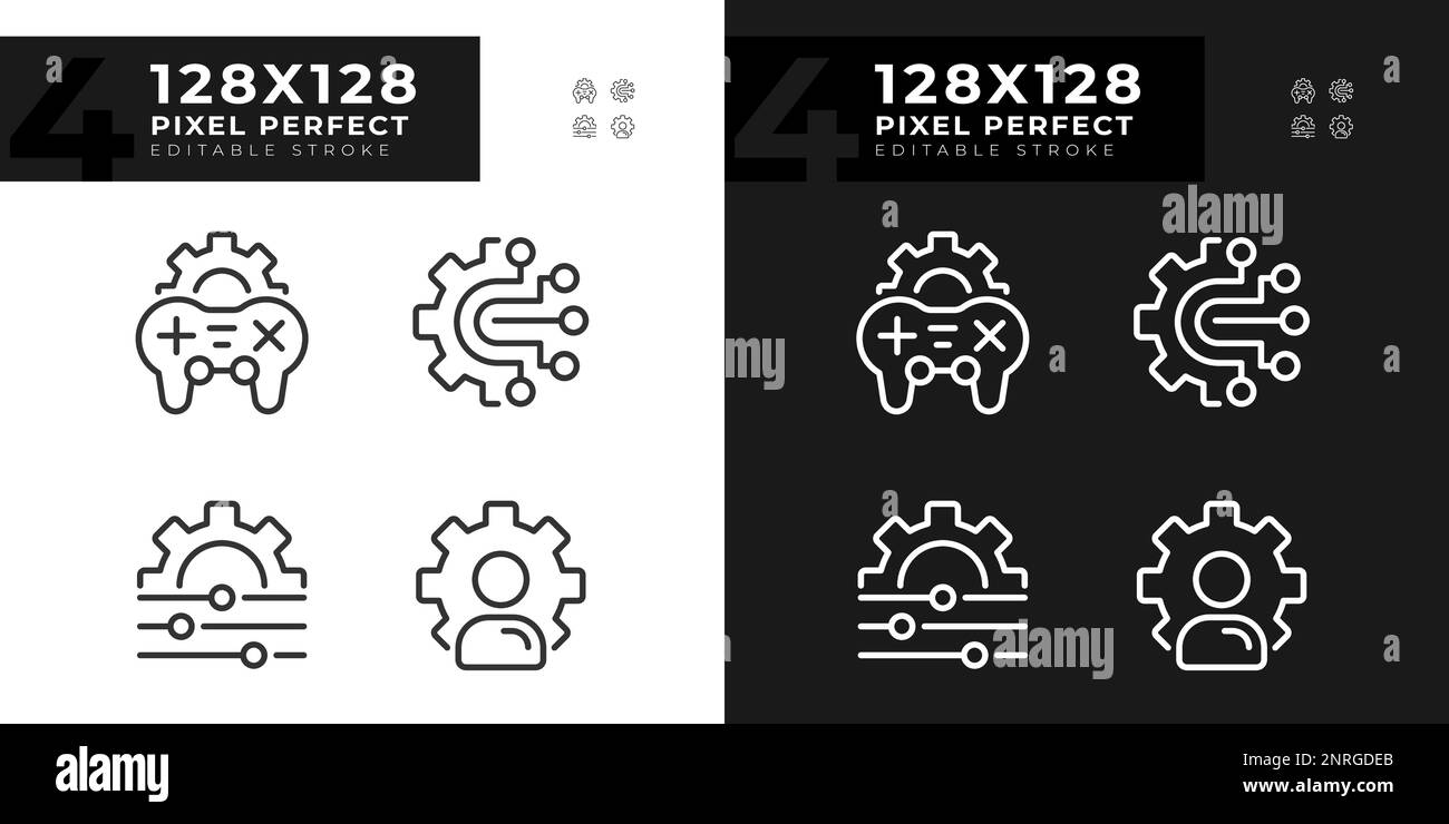 Personal settings pixel perfect linear icons set for dark, light mode ... Personal settings pixel perfect linear icons set for dark, light mode ...
