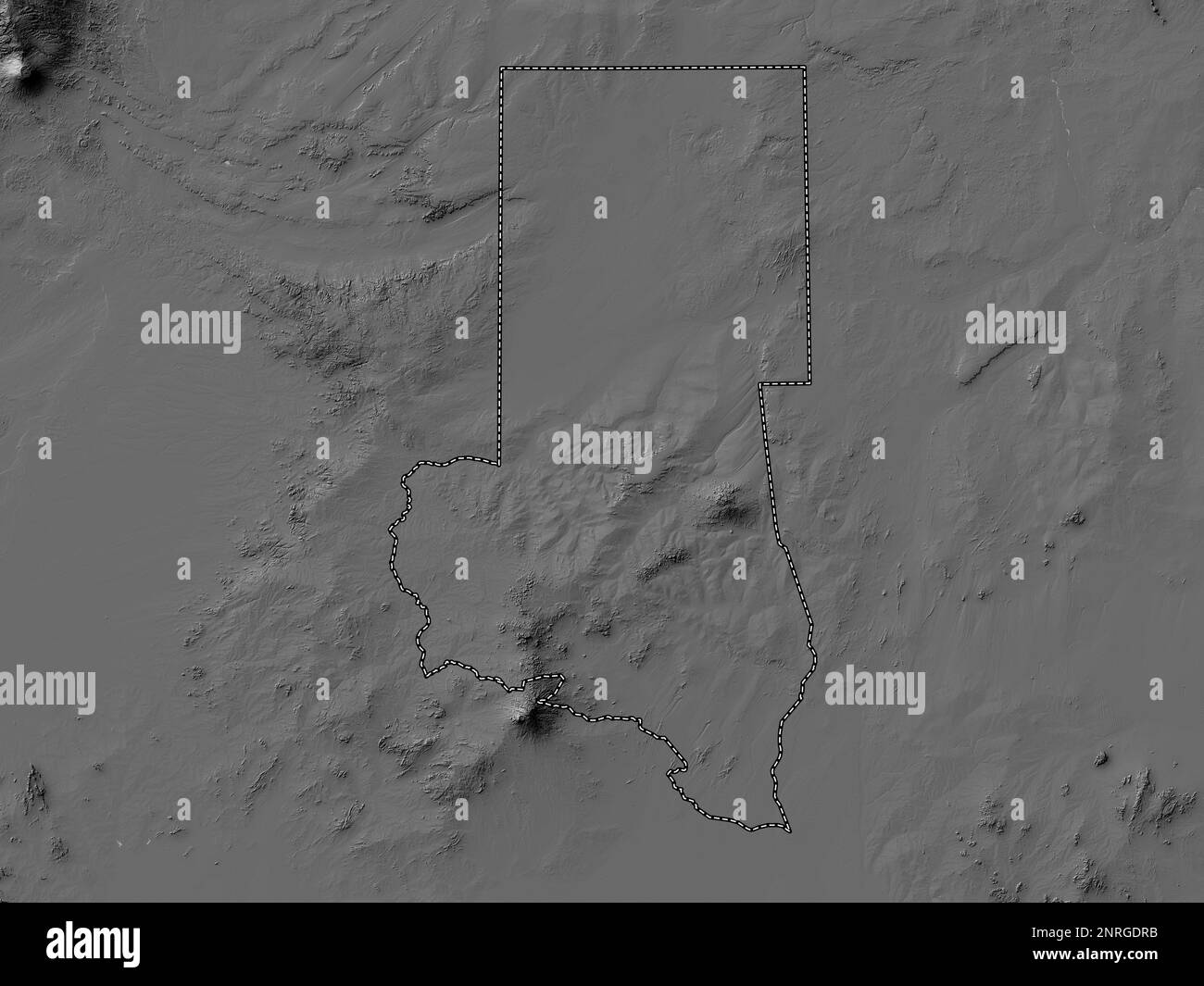 North Darfur, state of Sudan. Bilevel elevation map with lakes and ...