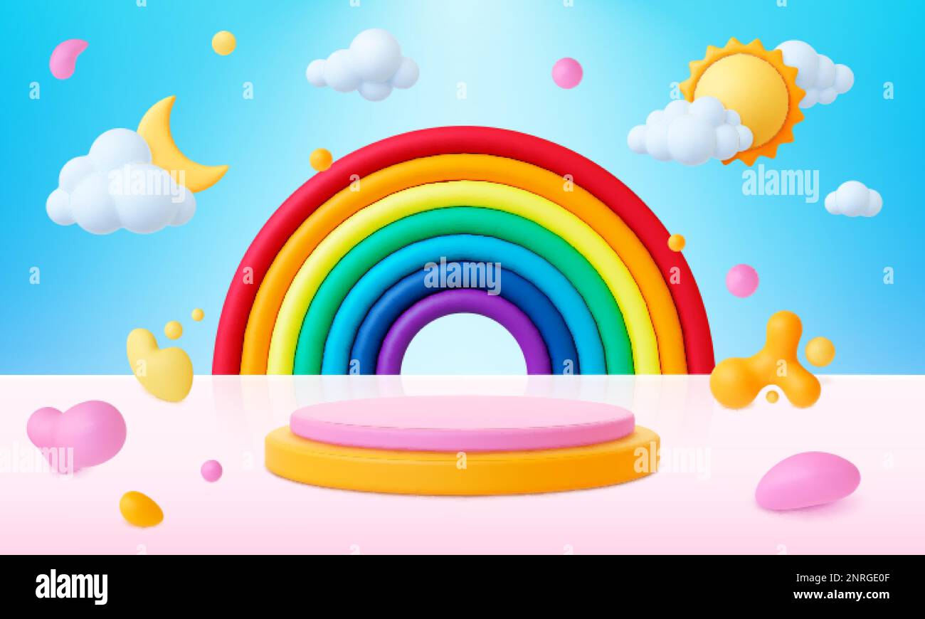 Children 3d rainbow background, baby sale showroom fashion banner ...