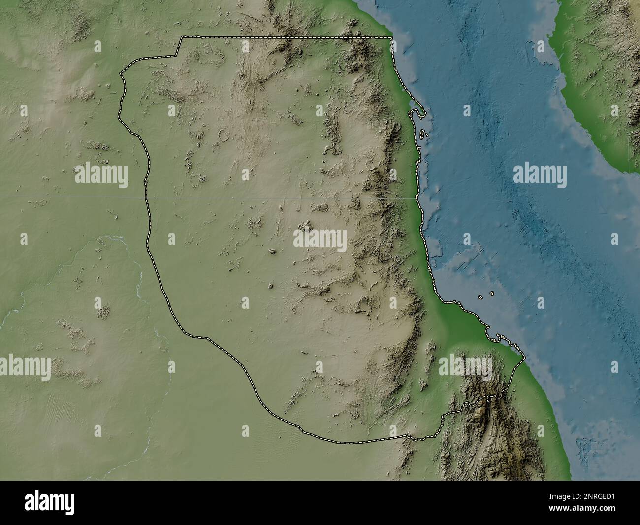 Red Sea, state of Sudan. Elevation map colored in wiki style with lakes ...