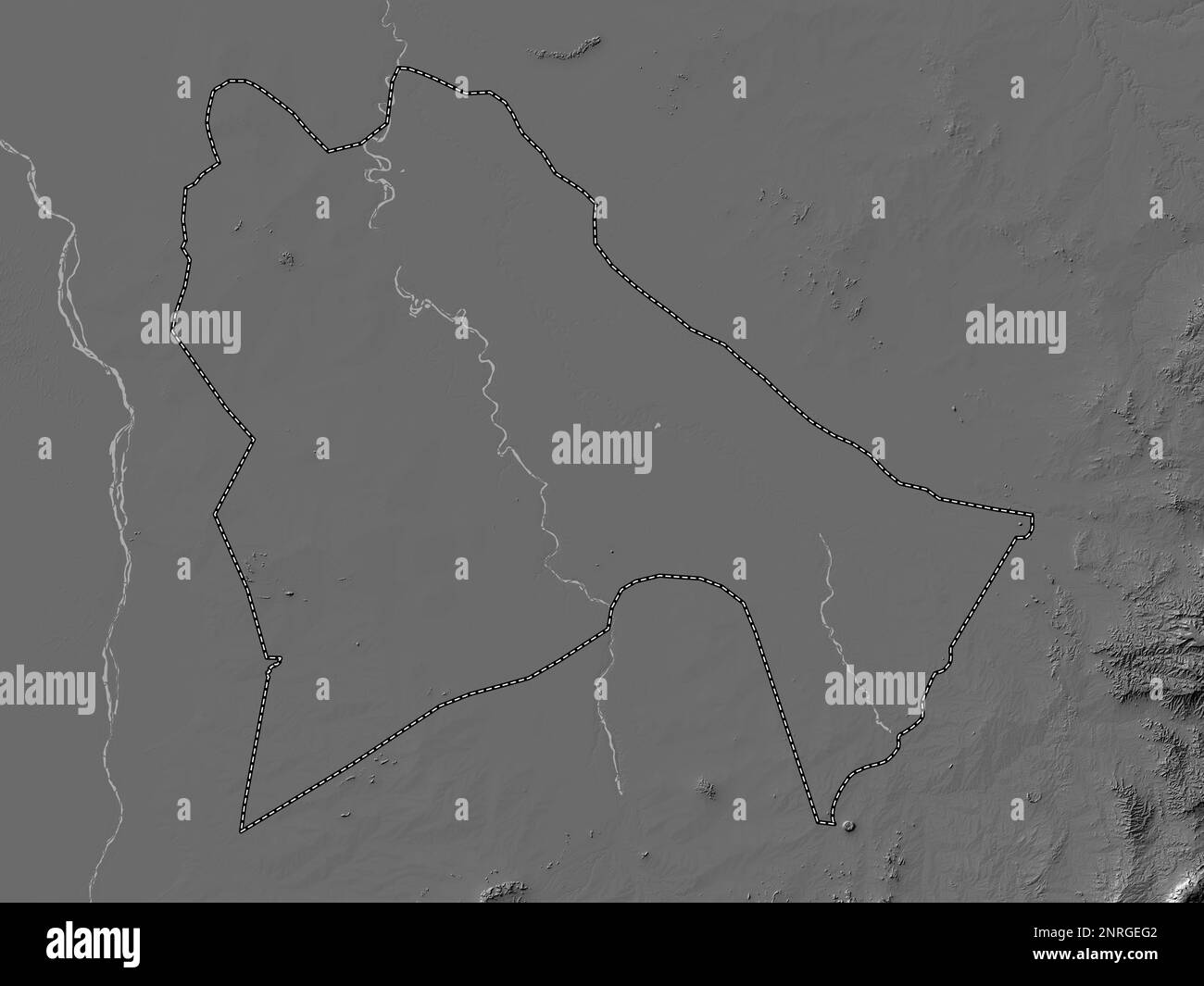 Sennar, state of Sudan. Bilevel elevation map with lakes and rivers ...