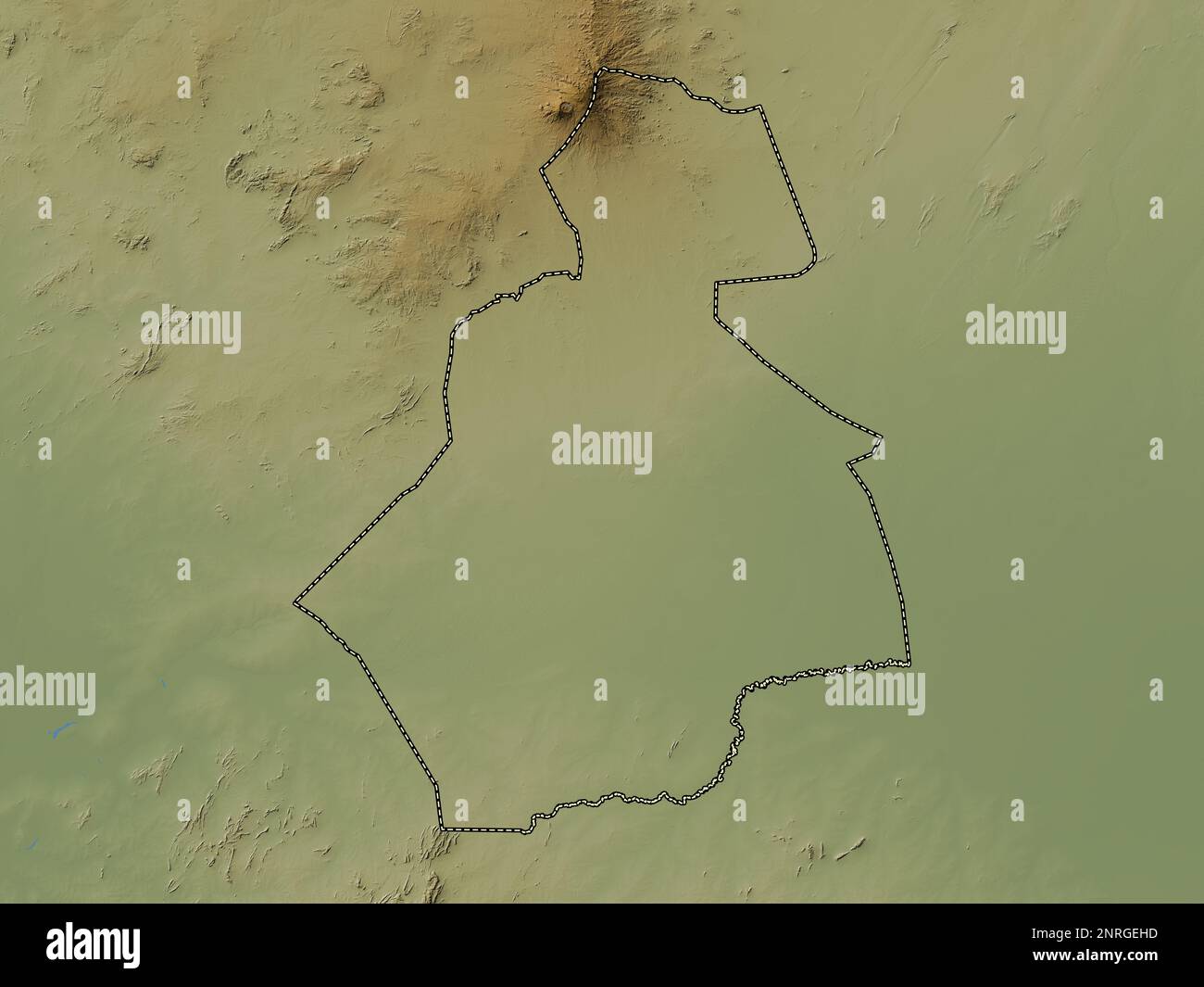 South Darfur, state of Sudan. Colored elevation map with lakes and ...