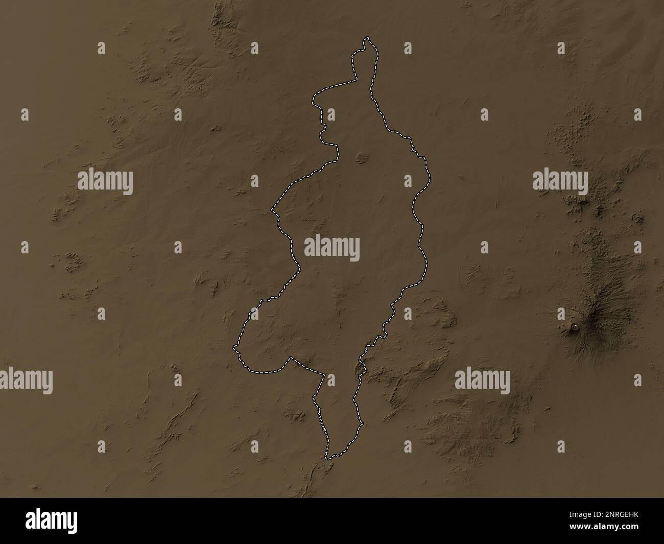 West Darfur, state of Sudan. Elevation map colored in sepia tones with ...