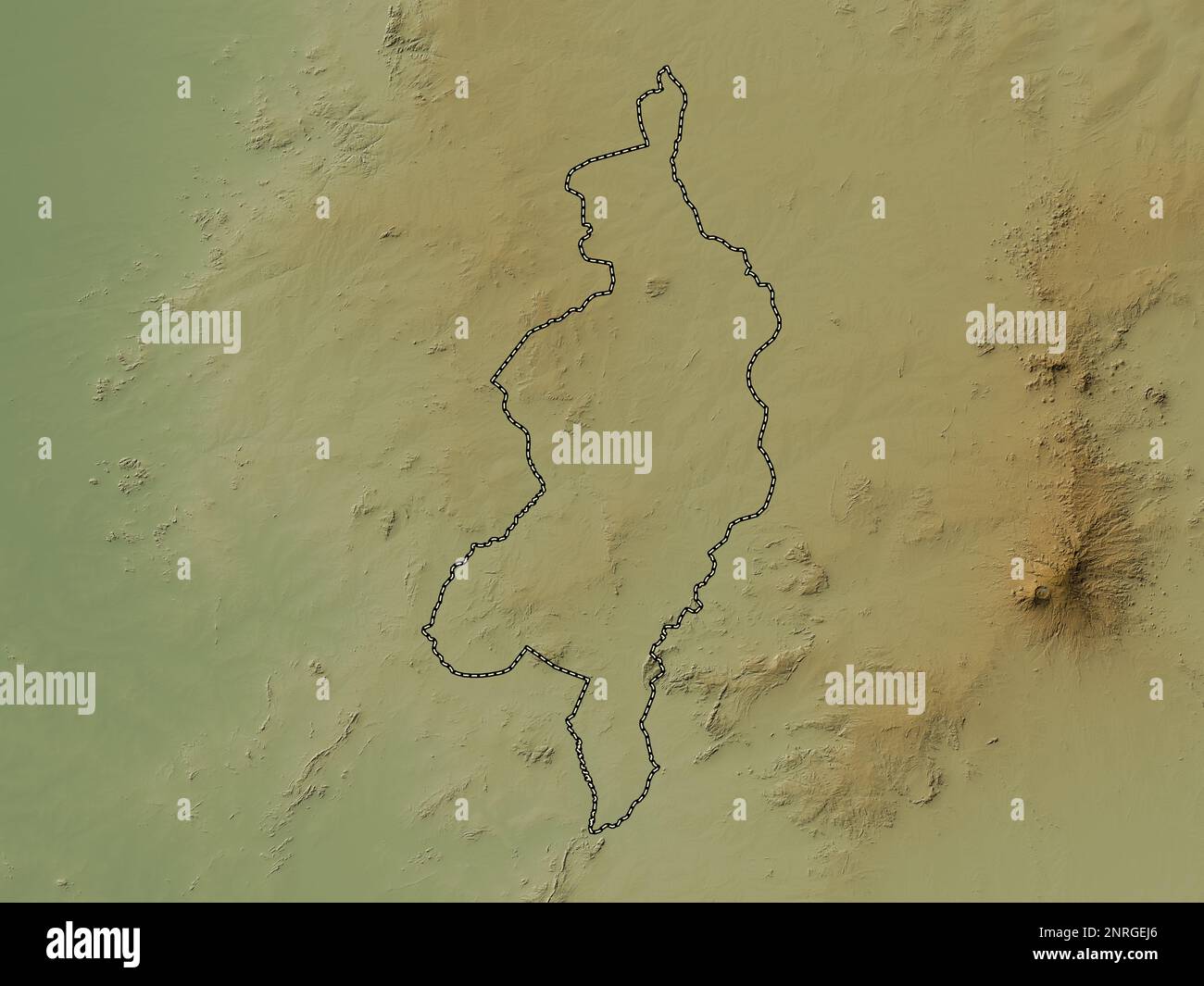 West Darfur, state of Sudan. Colored elevation map with lakes and ...