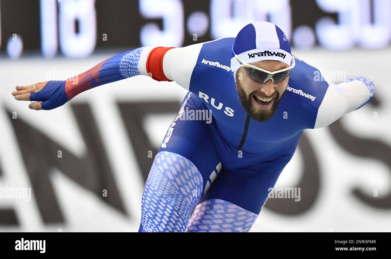 Alexander Rumyantsev of Russia competes during the 5000m Men in ISU ...
