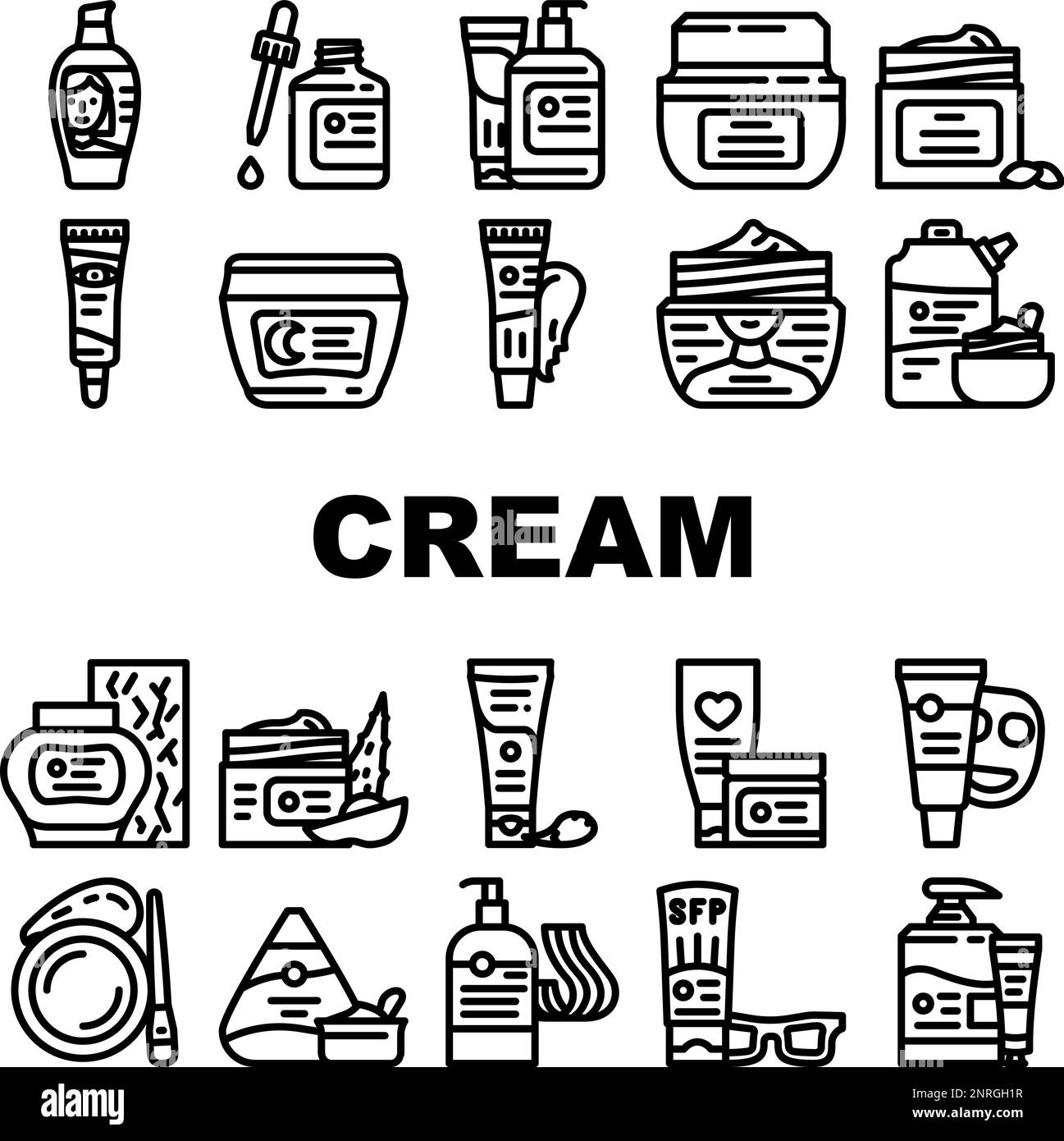 Woman mirror lotion skincare Stock Vector Images - Alamy