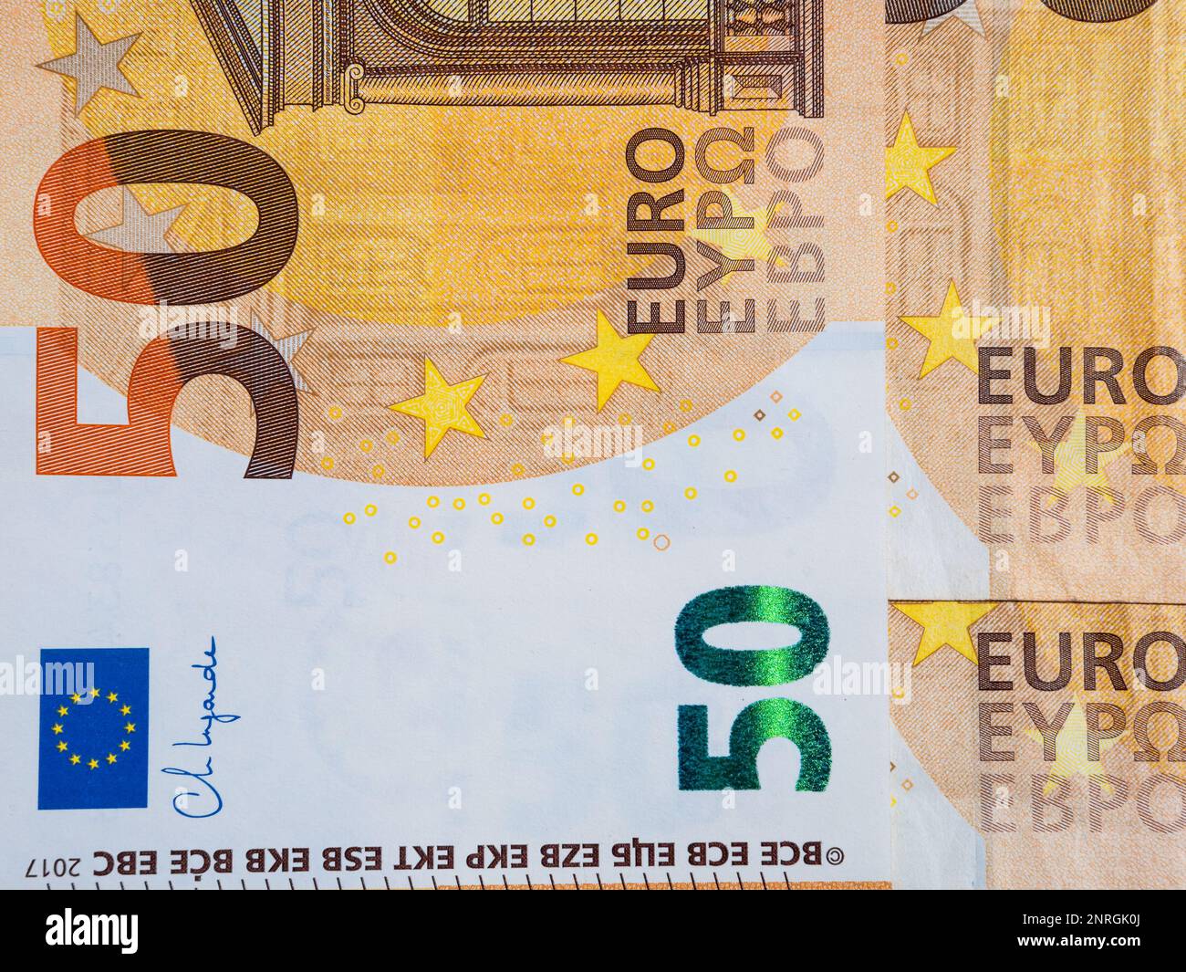 Macro picture of a 50 Euro Banknote. European Currency Concept Stock ...
