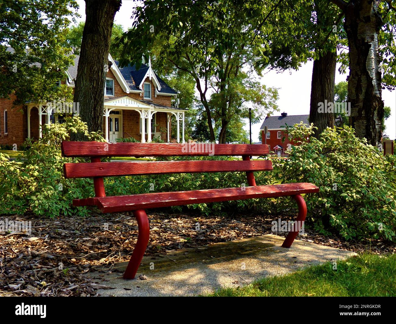 Old Park Bench located inside military fort from the era of the Civil ...