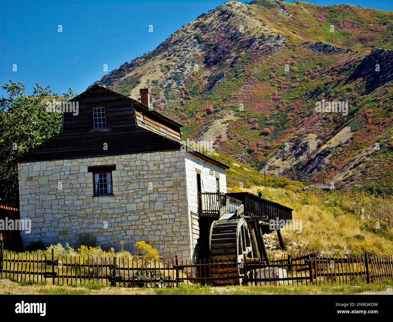 Old Western Farm with Mountains Stock Photo - Alamy