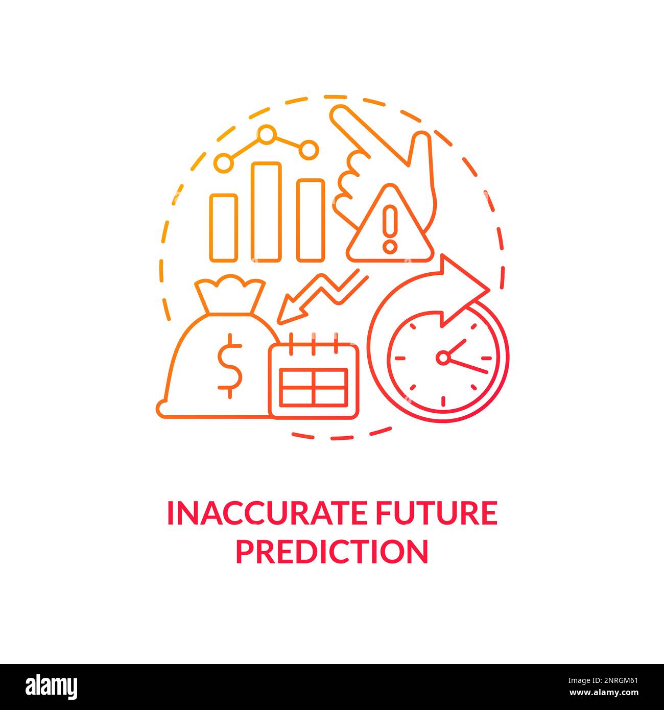 Inaccurate future prediction red gradient concept icon Stock Vector ...