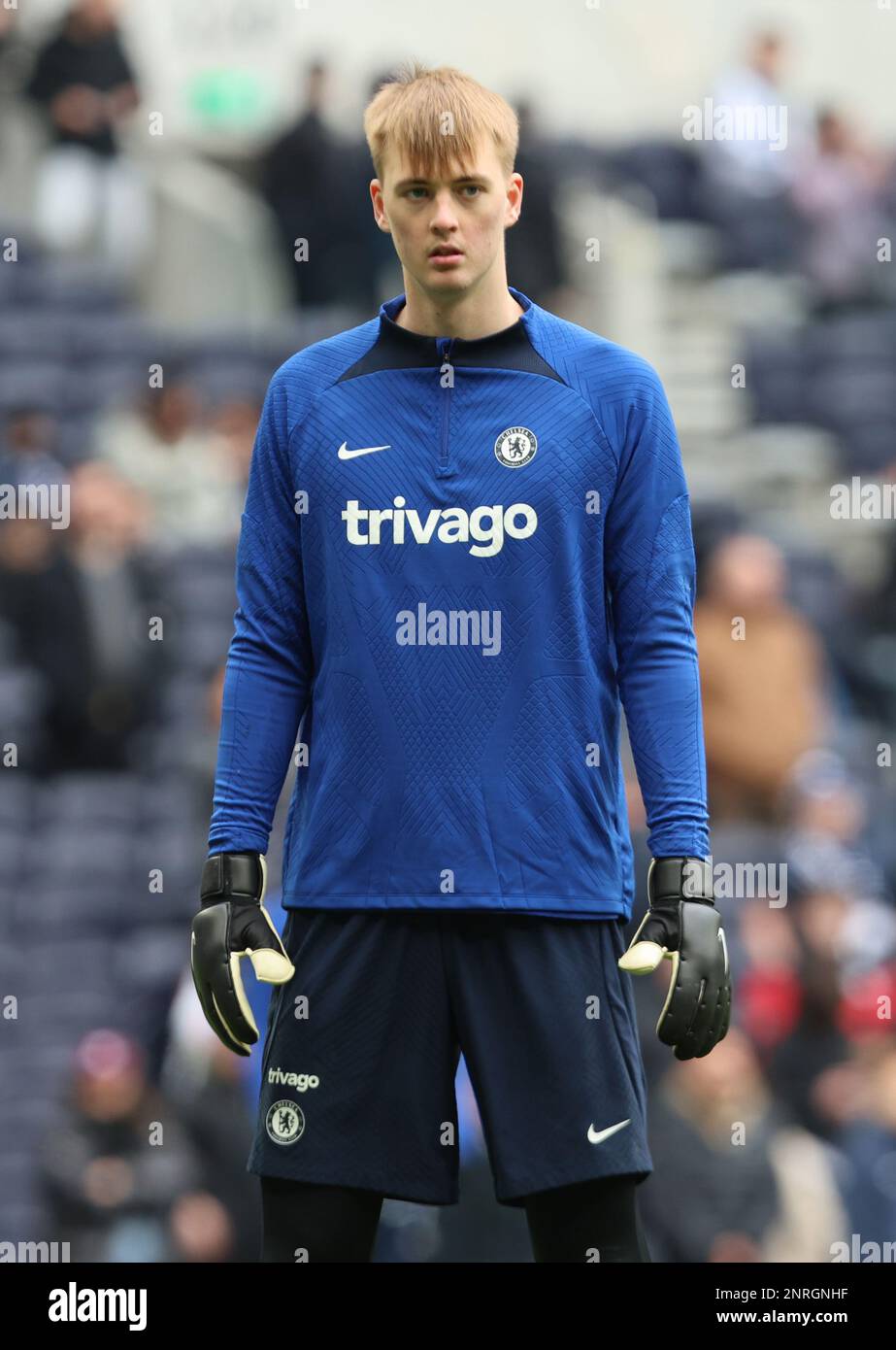 Chelsea's Lucas Bergstrom during the pre-match warm-up during the ...