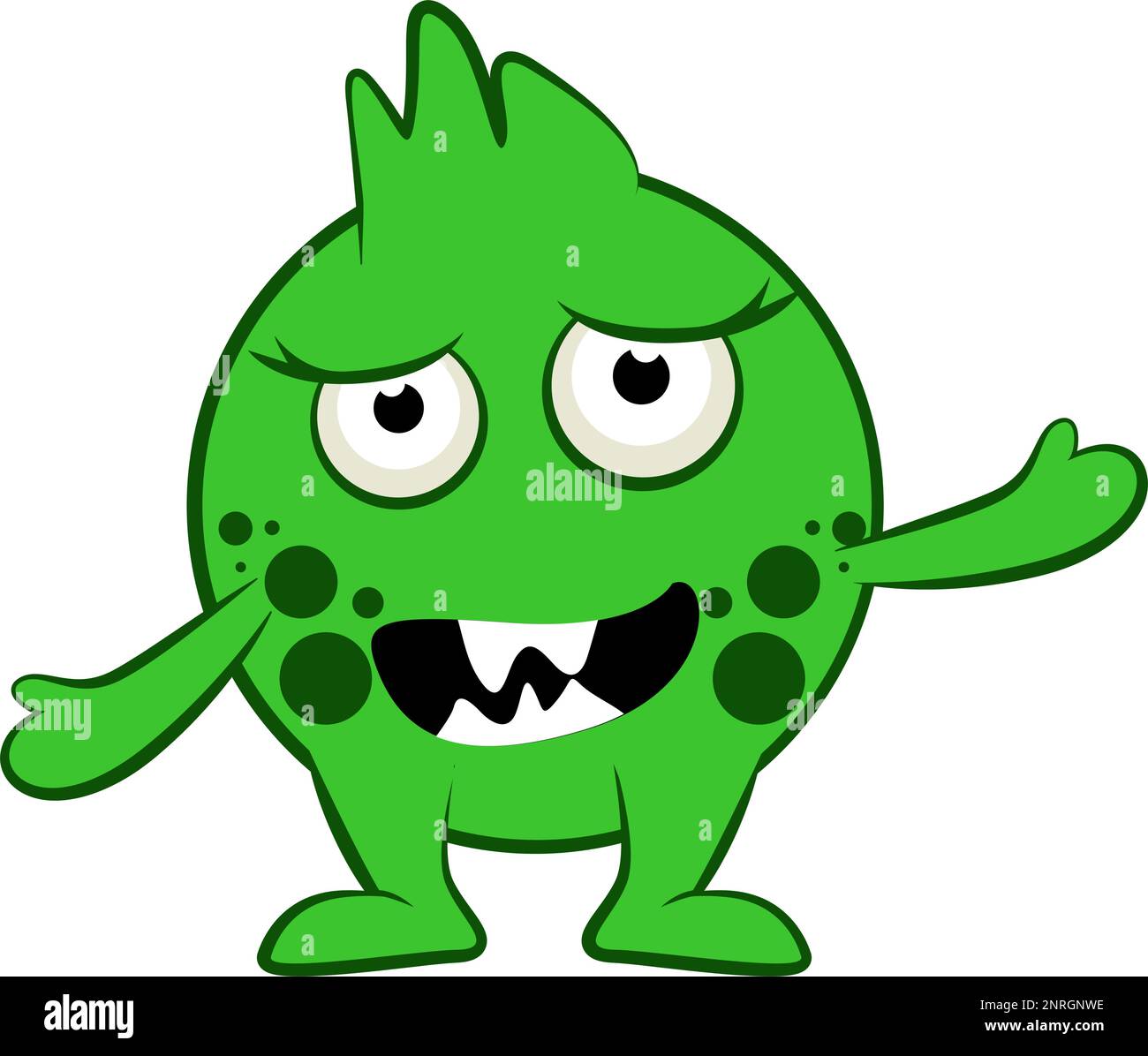 Cartoon monster. Halloween vector illustration of green monster. Baby ...
