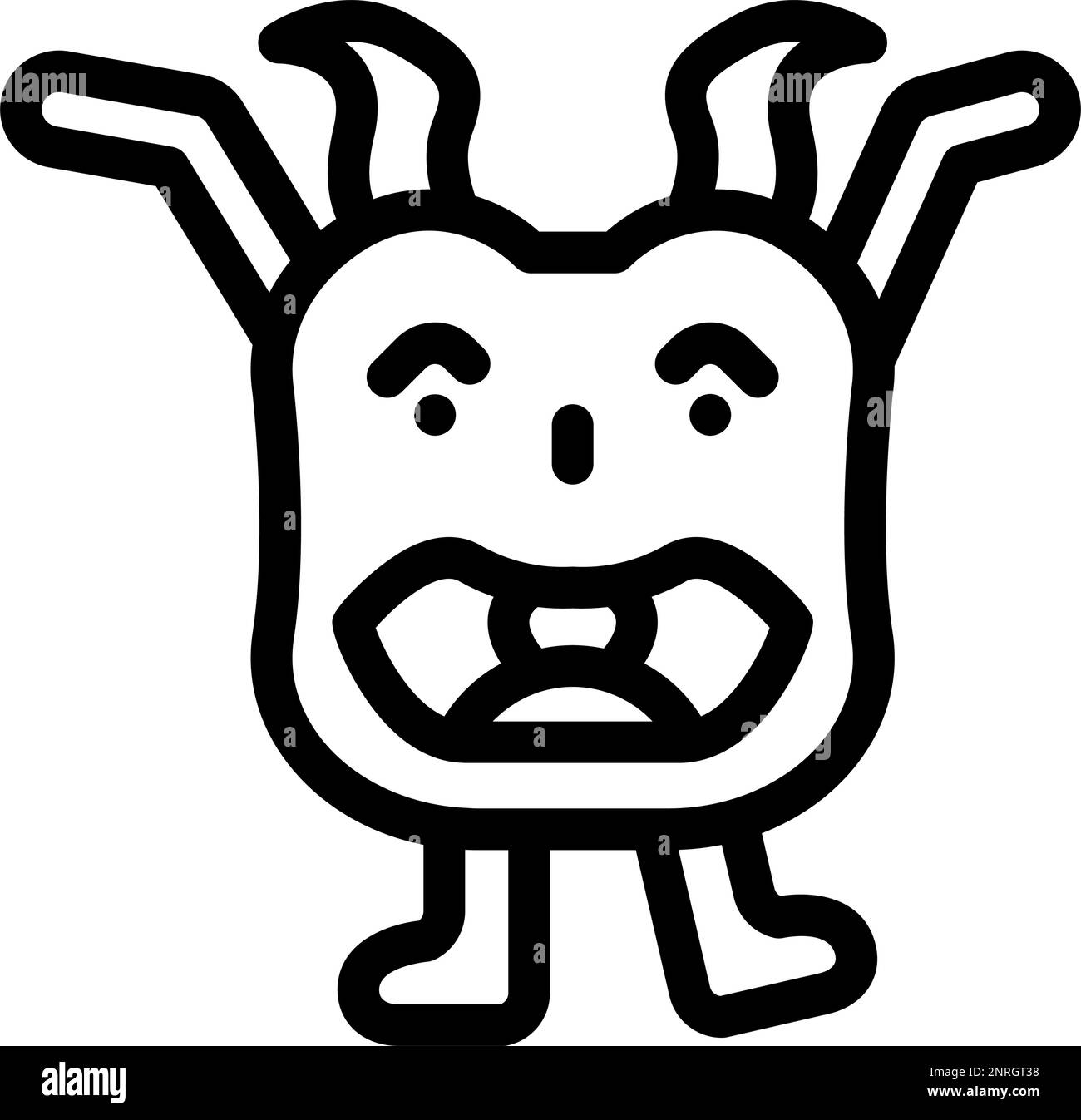 happy monster funny line icon vector illustration Stock Vector Image ...