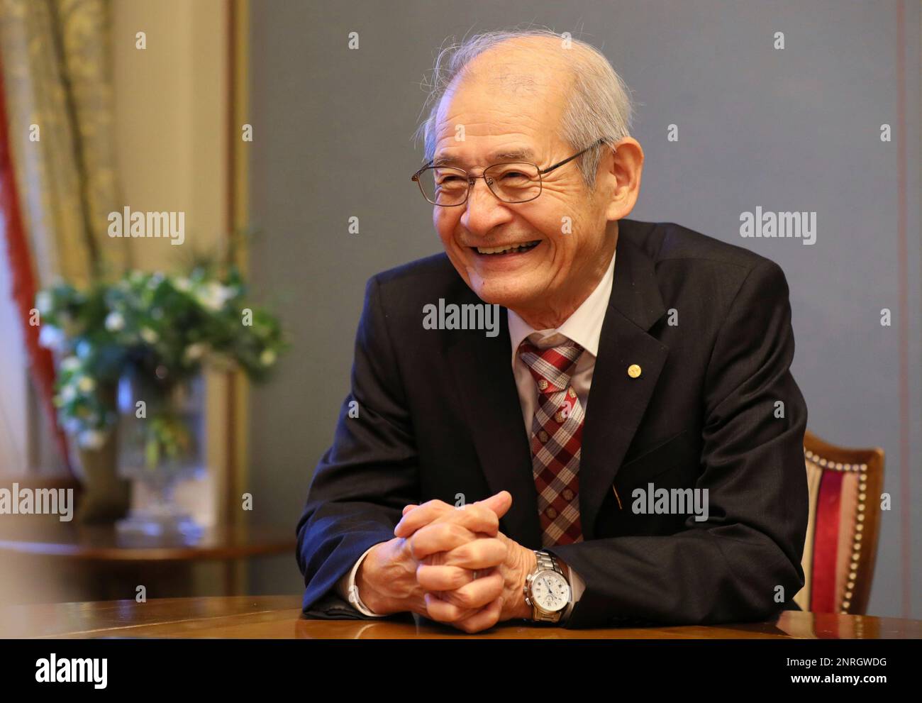 Japanese scientist Akira Yoshino, 71, speaks to media in Stockholm ...