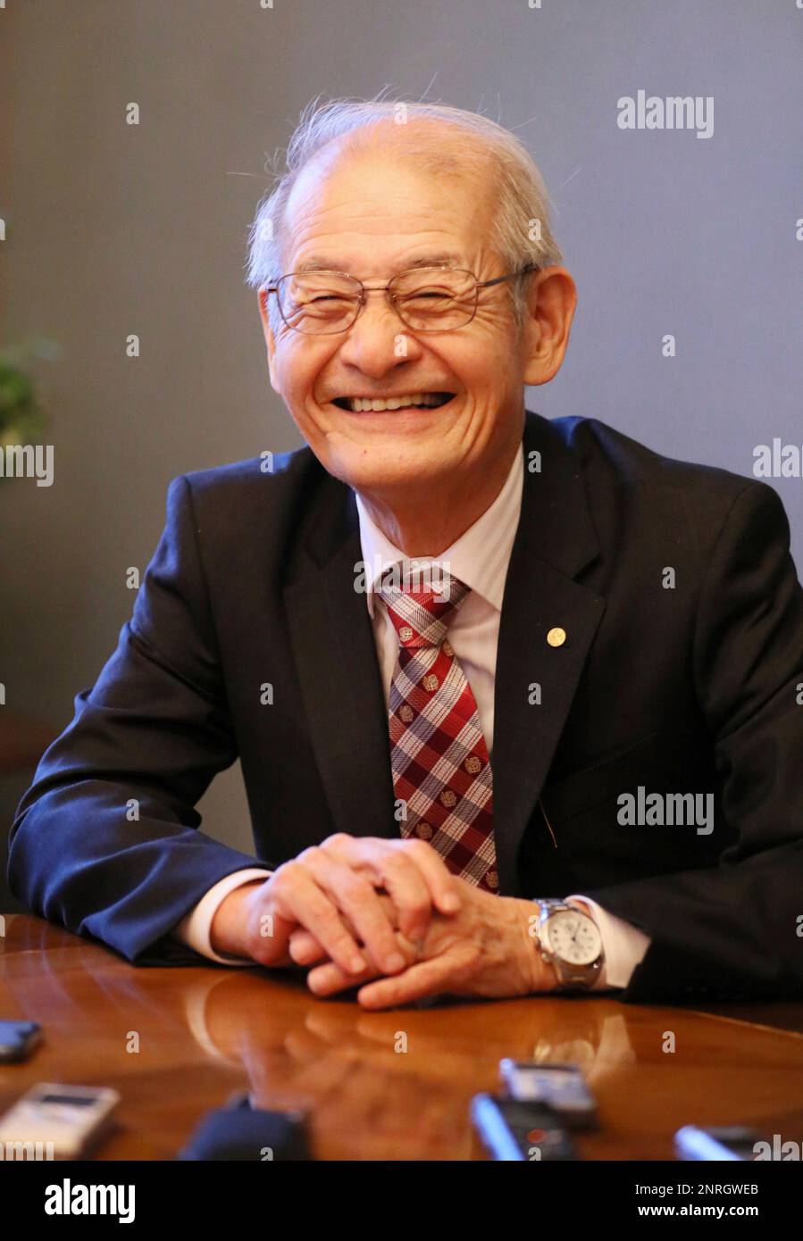 Japanese scientist Akira Yoshino, 71, speaks to media in Stockholm ...