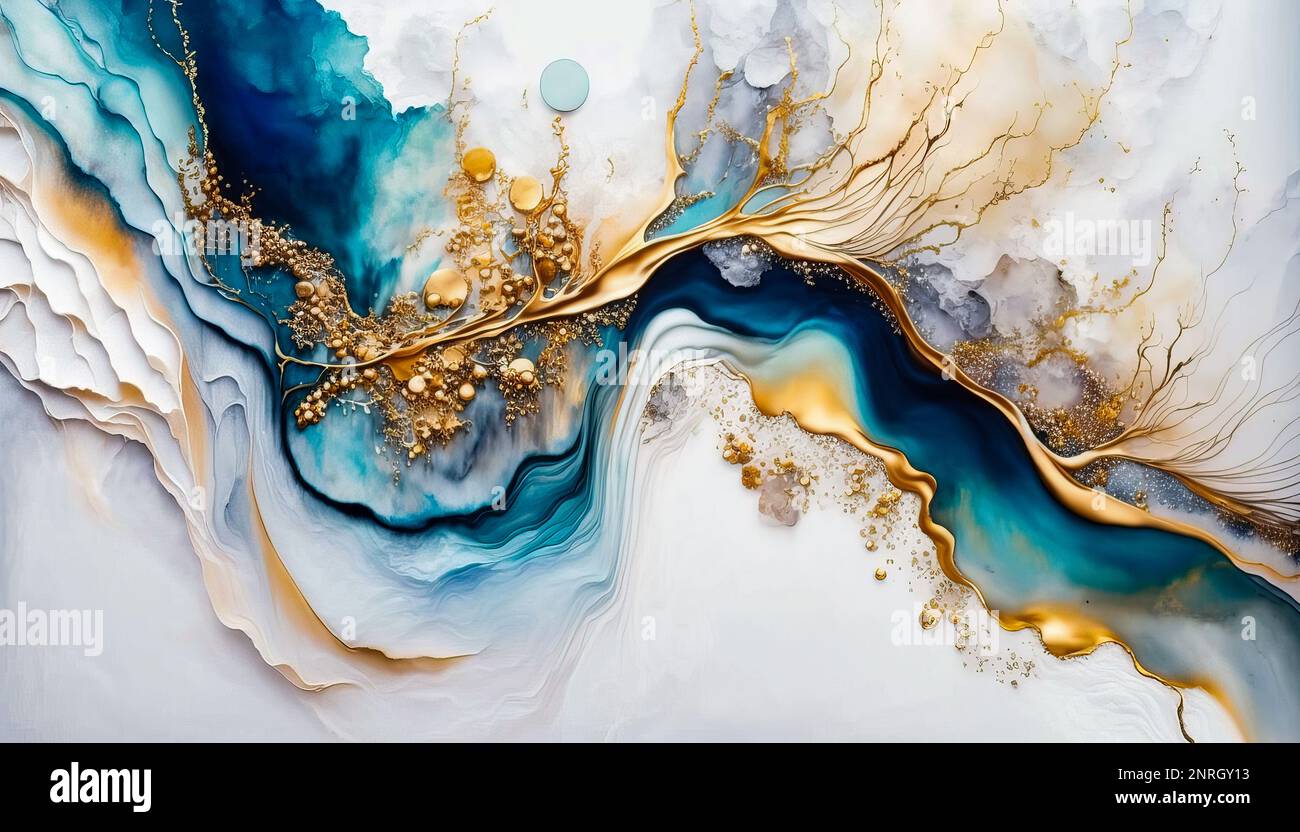 Swirl of blue gold marble abstract background, Liquid marble design ...