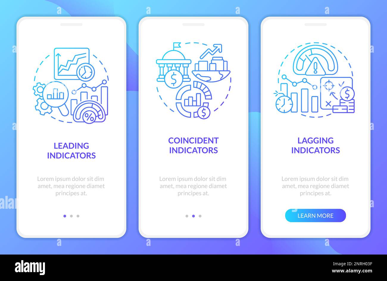 Types of economic indicators blue gradient onboarding mobile app screen ... Types of economic indicators blue gradient onboarding mobile app screen ...