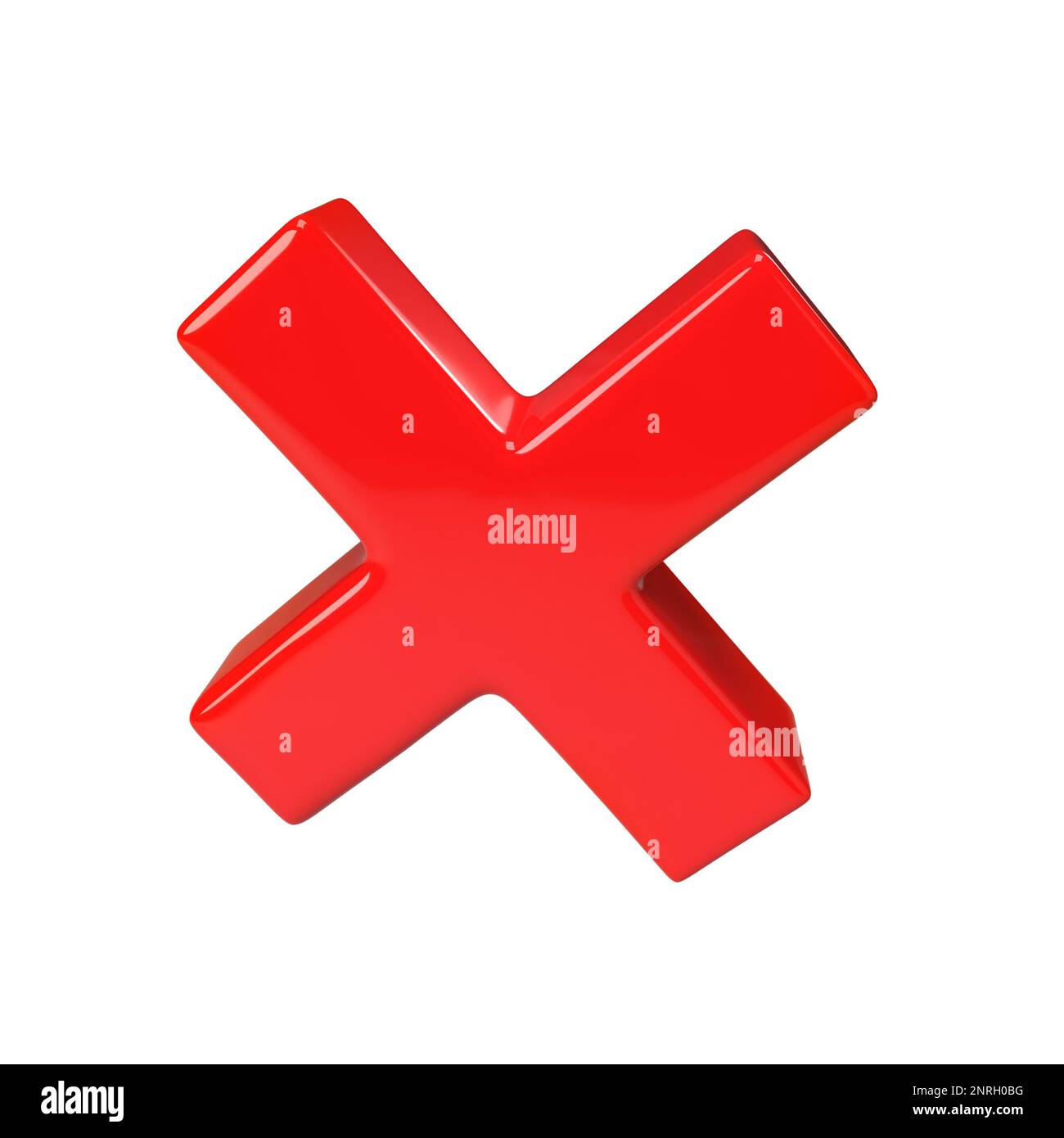 Rejection red icon render. 3D rejected sign. Check mark. Cross sign ...