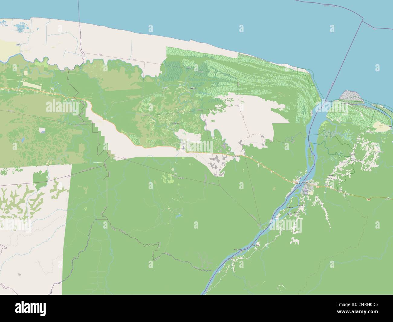 Marowijne, district of Suriname. Open Street Map Stock Photo - Alamy