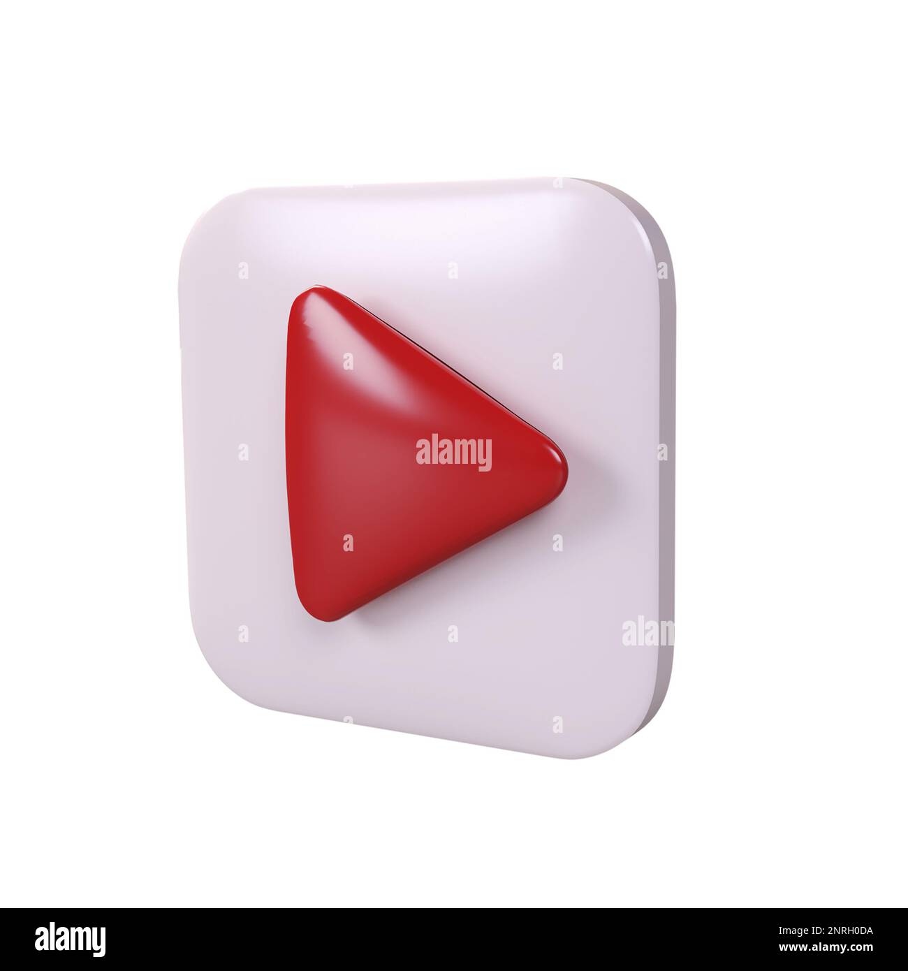 3D icon render social media red play video on white background with ...