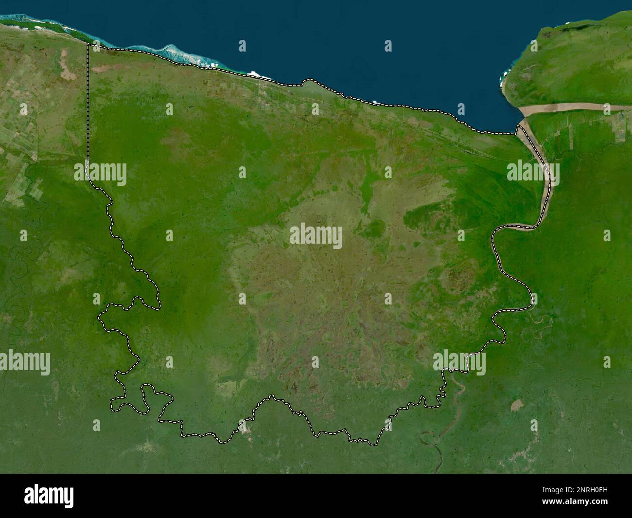 Coronie, district of Suriname. Low resolution satellite map Stock Photo ...